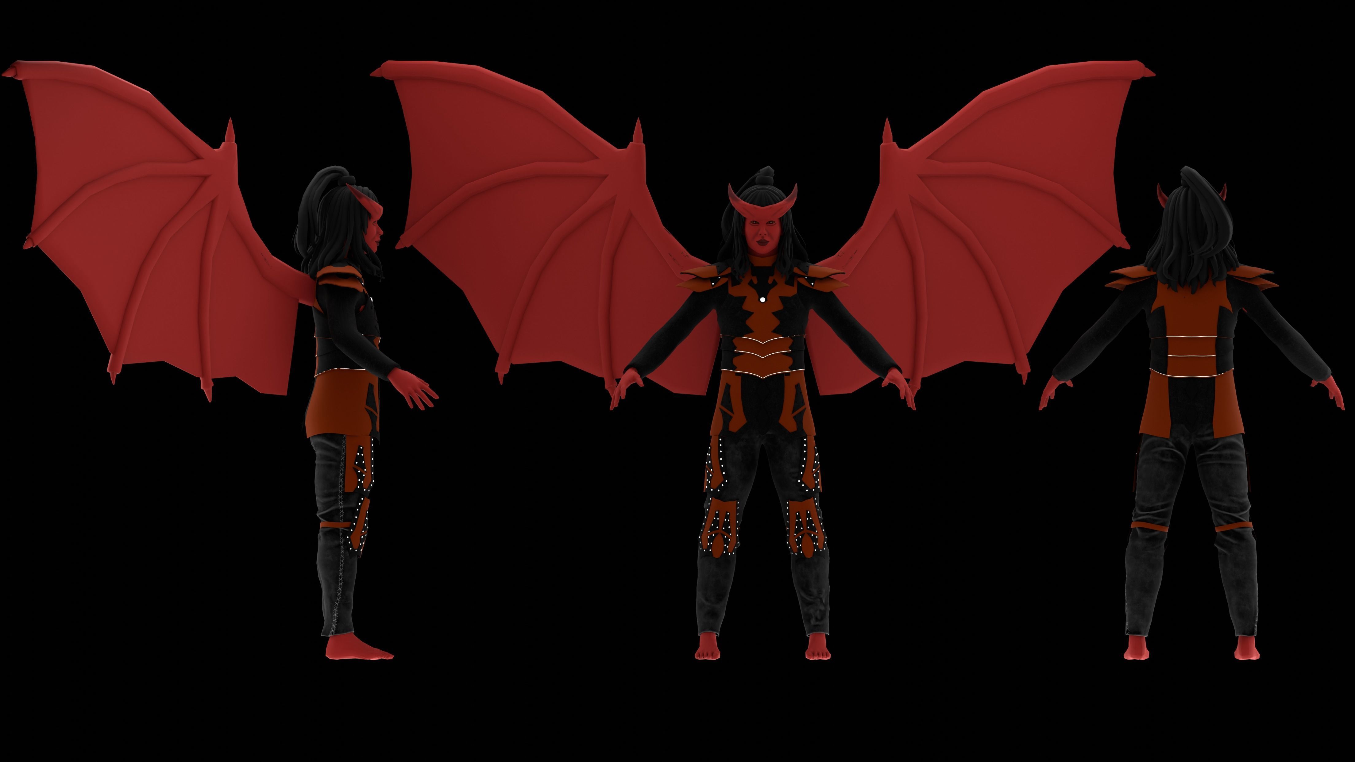 RED DEVIL VRCHAT AVATAR 3D model rigged | CGTrader