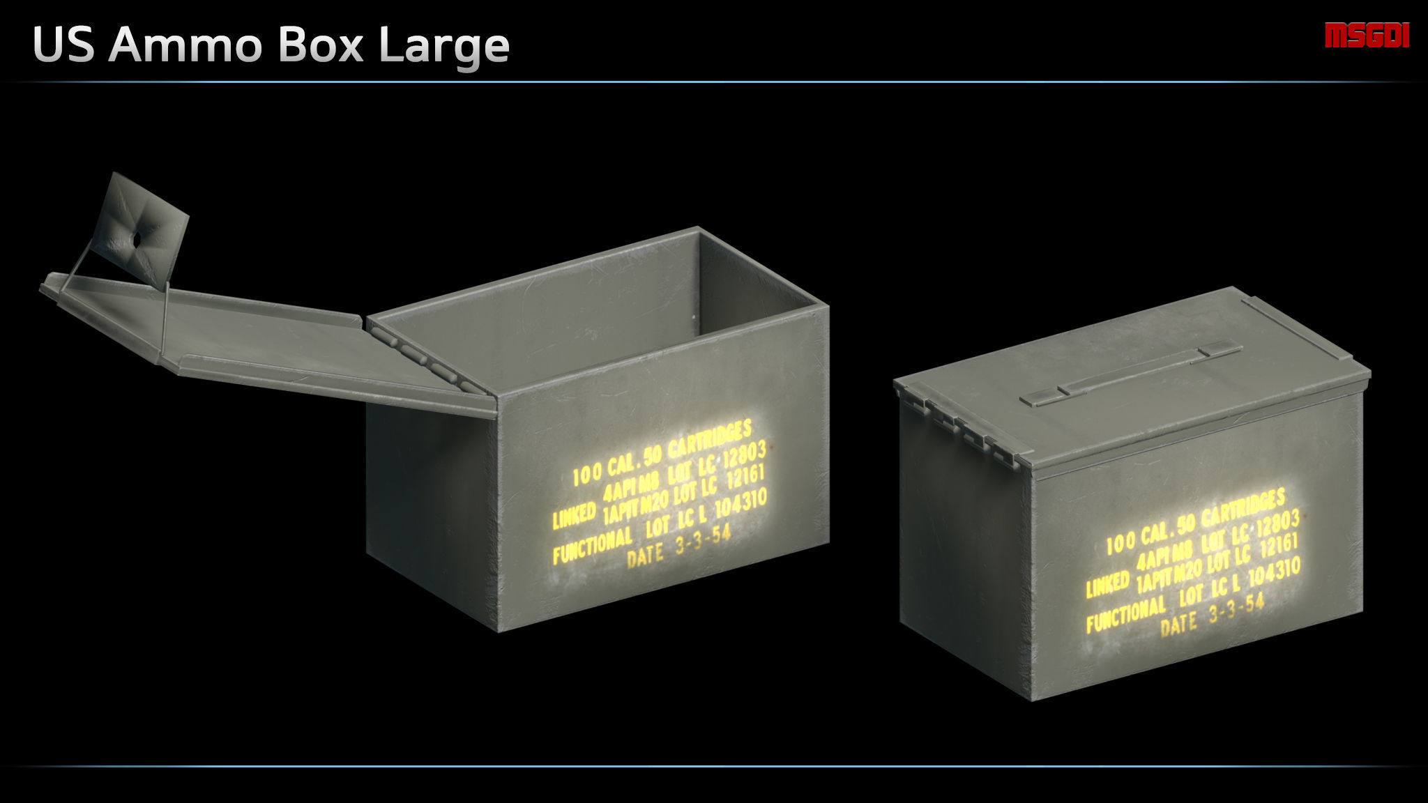 3D model Ammo Boxes Belt Links VR / AR / low-poly rigged animated ...