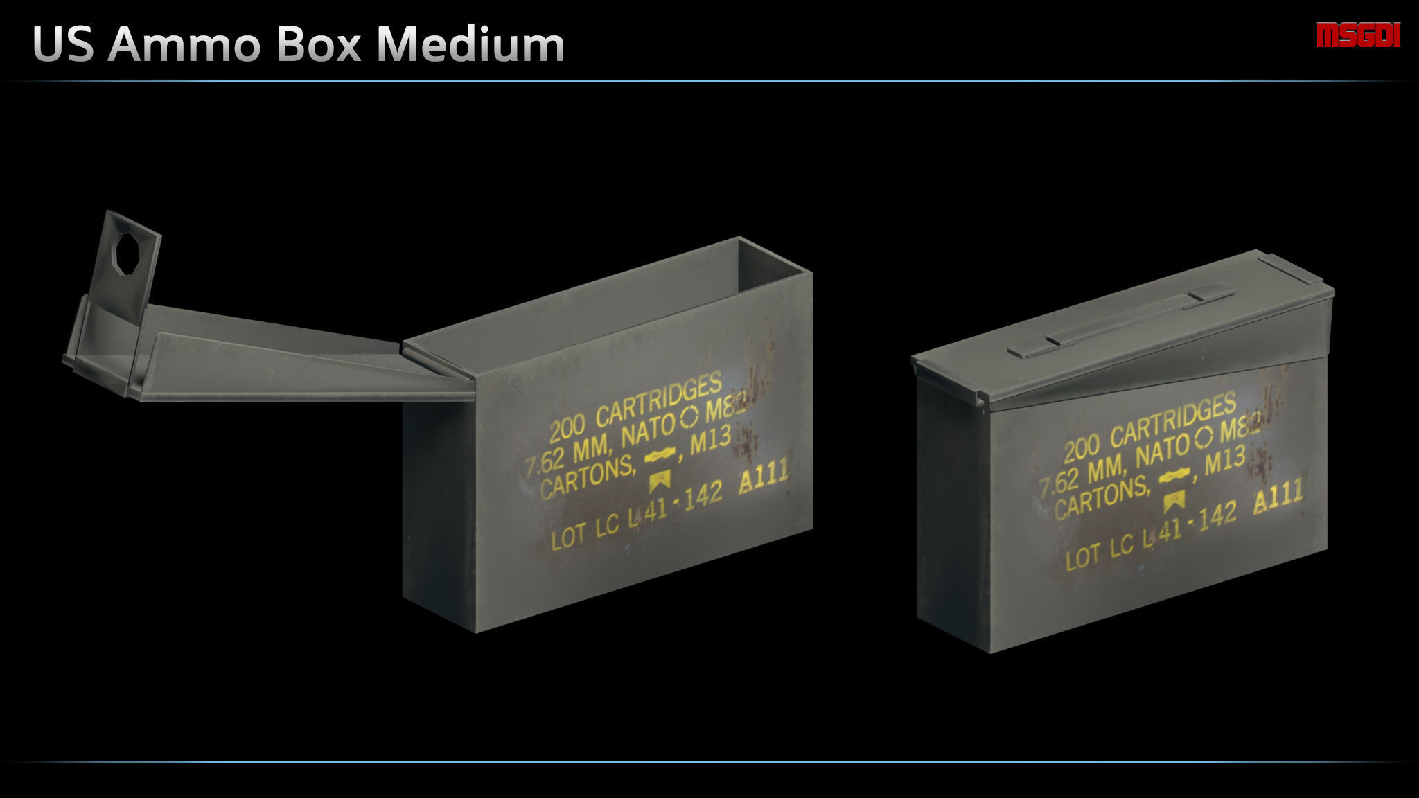 3D model Ammo Boxes Belt Links VR / AR / low-poly rigged animated ...