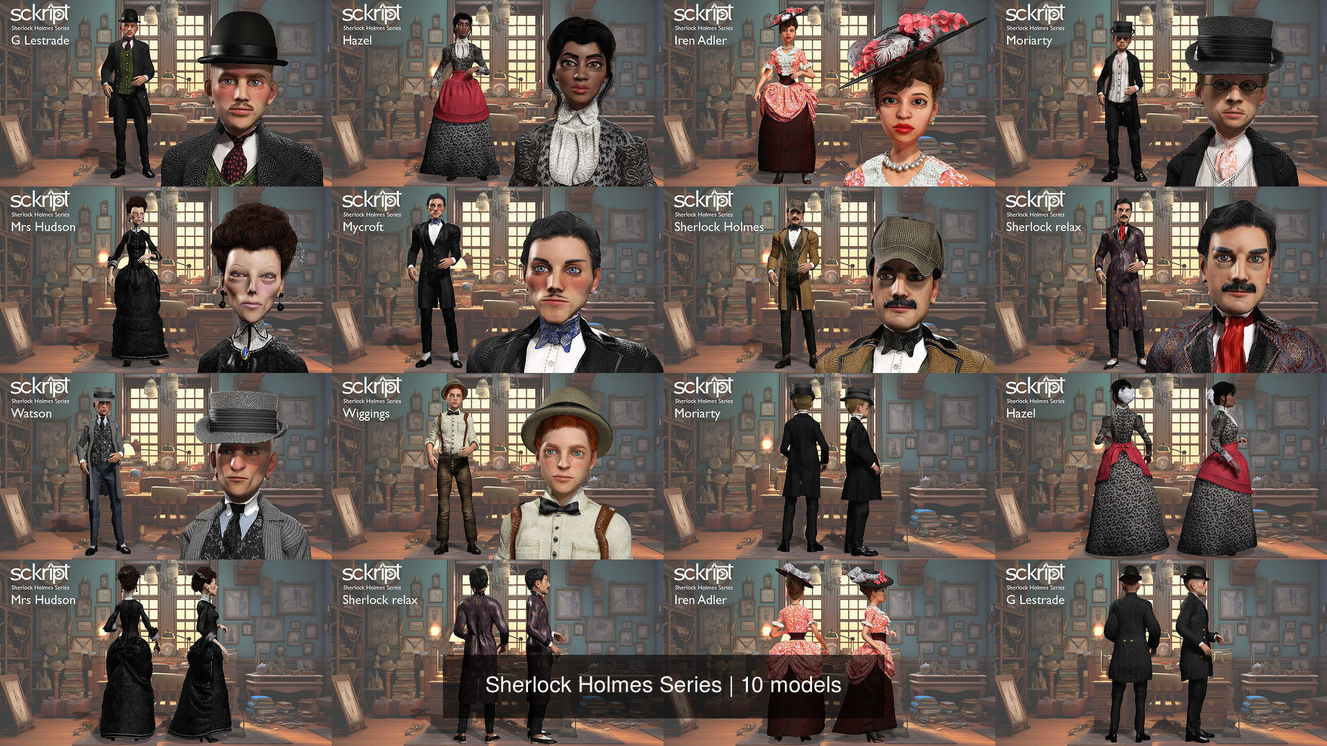 3D Model Collection Sherlock Holmes Series VR / AR / low-poly | CGTrader