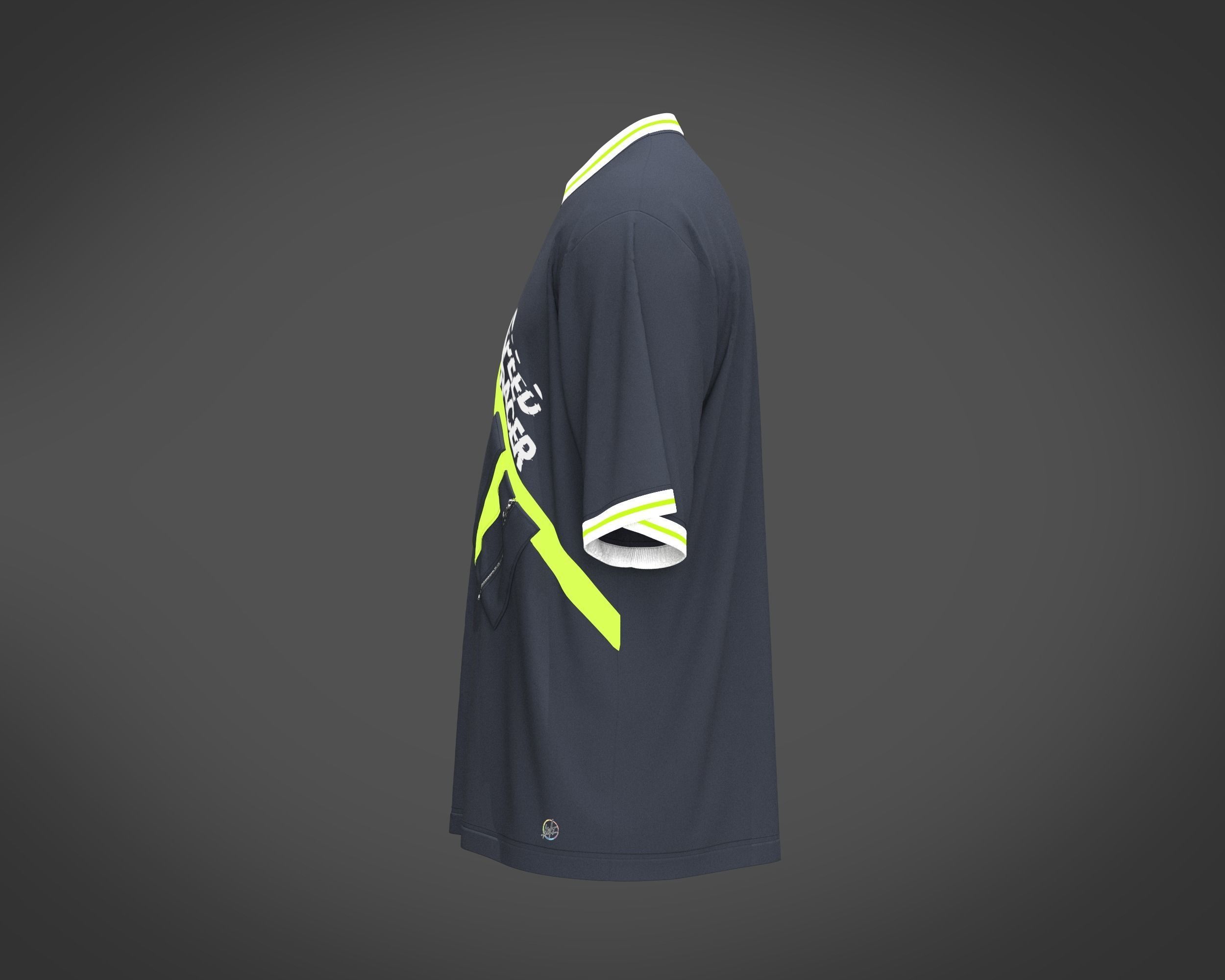 Oversized speed racer graphic tee with the contrast of neon 3D model ...