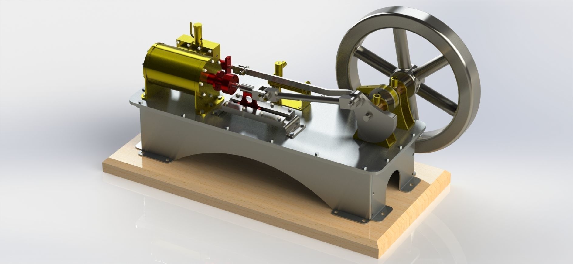 1 CYLINDER HORIZONTAL STEAM ENGINE WITH SLIDE VALVE 3D model animated ...