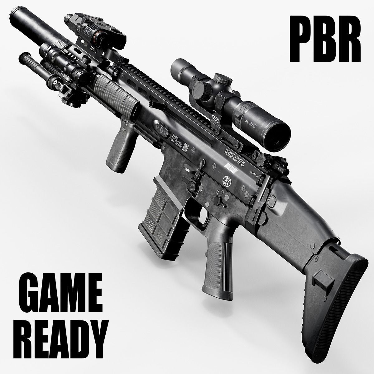 3D model FN SCAR-H Body Kit VR / AR / low-poly | CGTrader