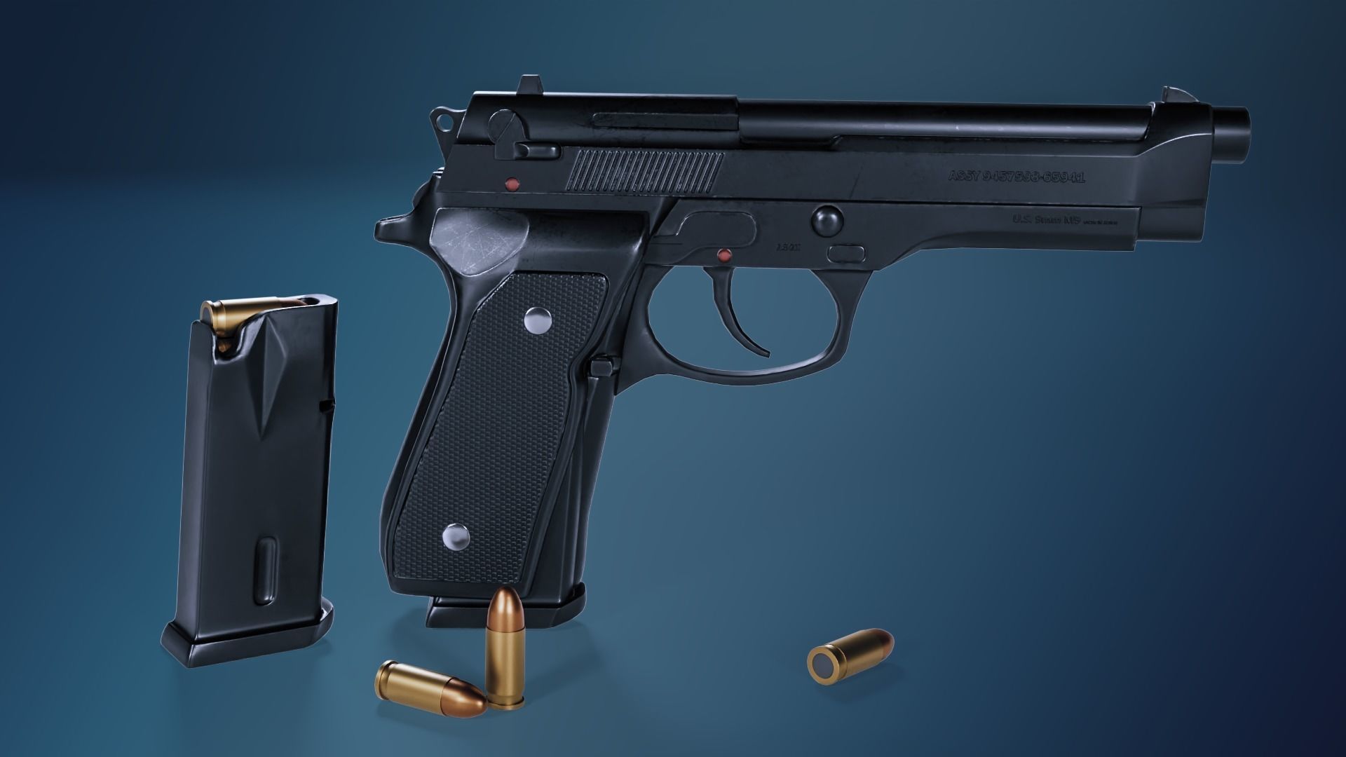 3D model Beretta M9 9mm Pistol VR / AR / low-poly | CGTrader