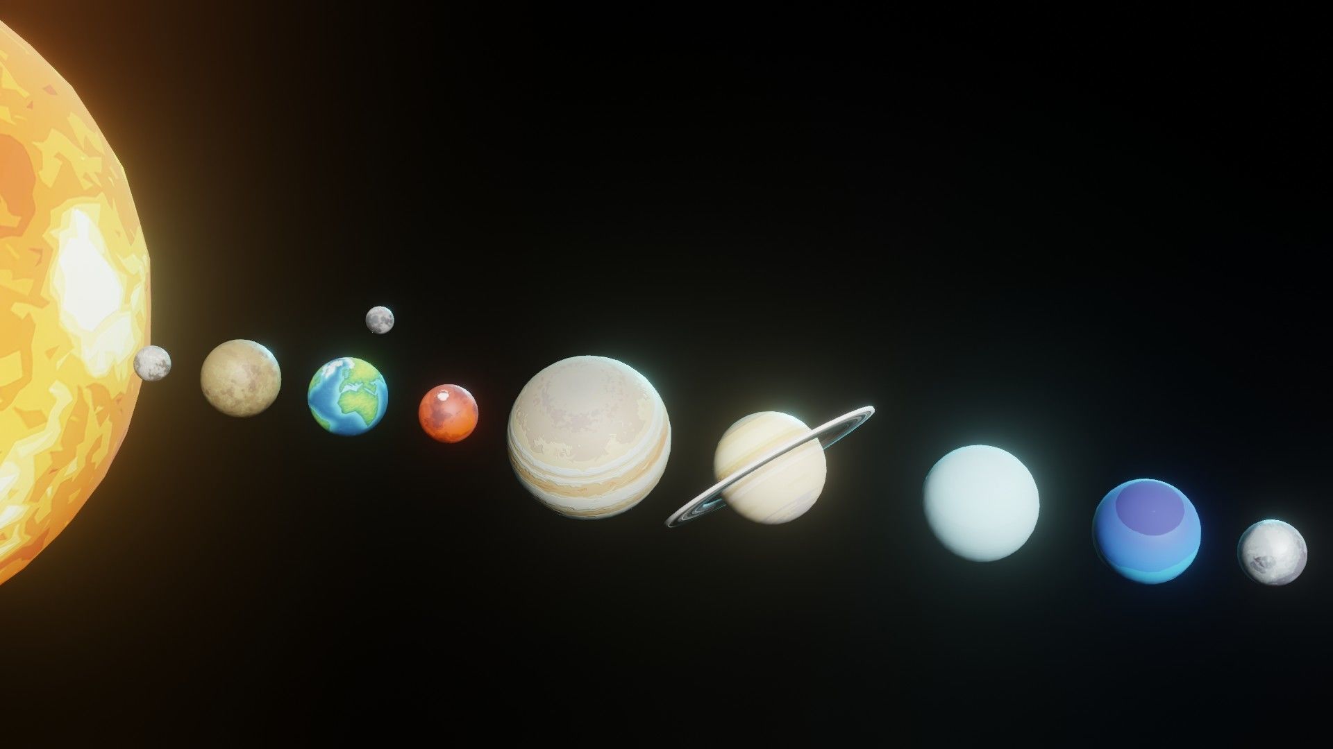 3D model Stylized Solar System 3D Model 2k 4k 8k Textures VR / AR / low ...
