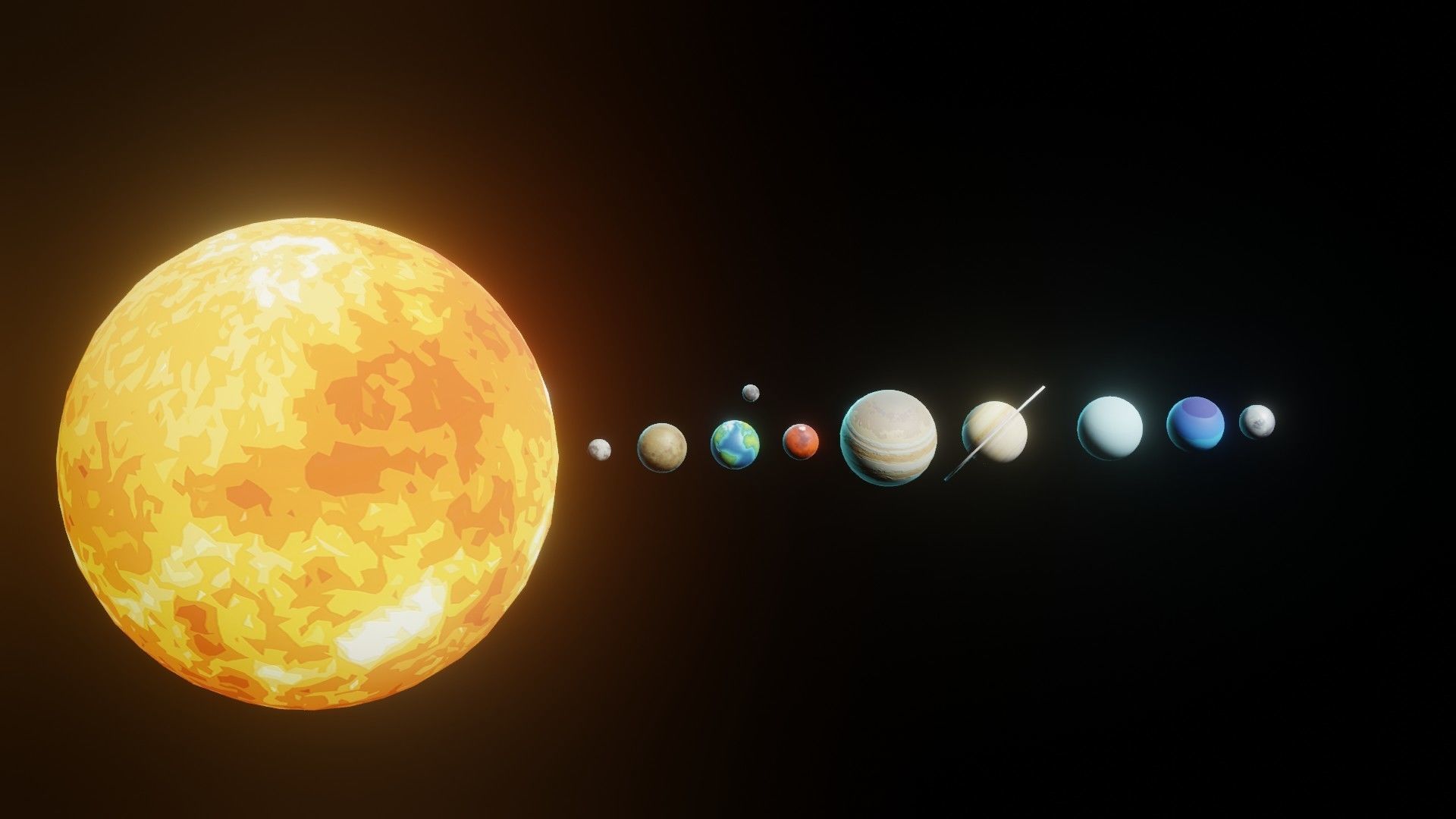 3D model Stylized Solar System 3D Model 2k 4k 8k Textures VR / AR / low ...