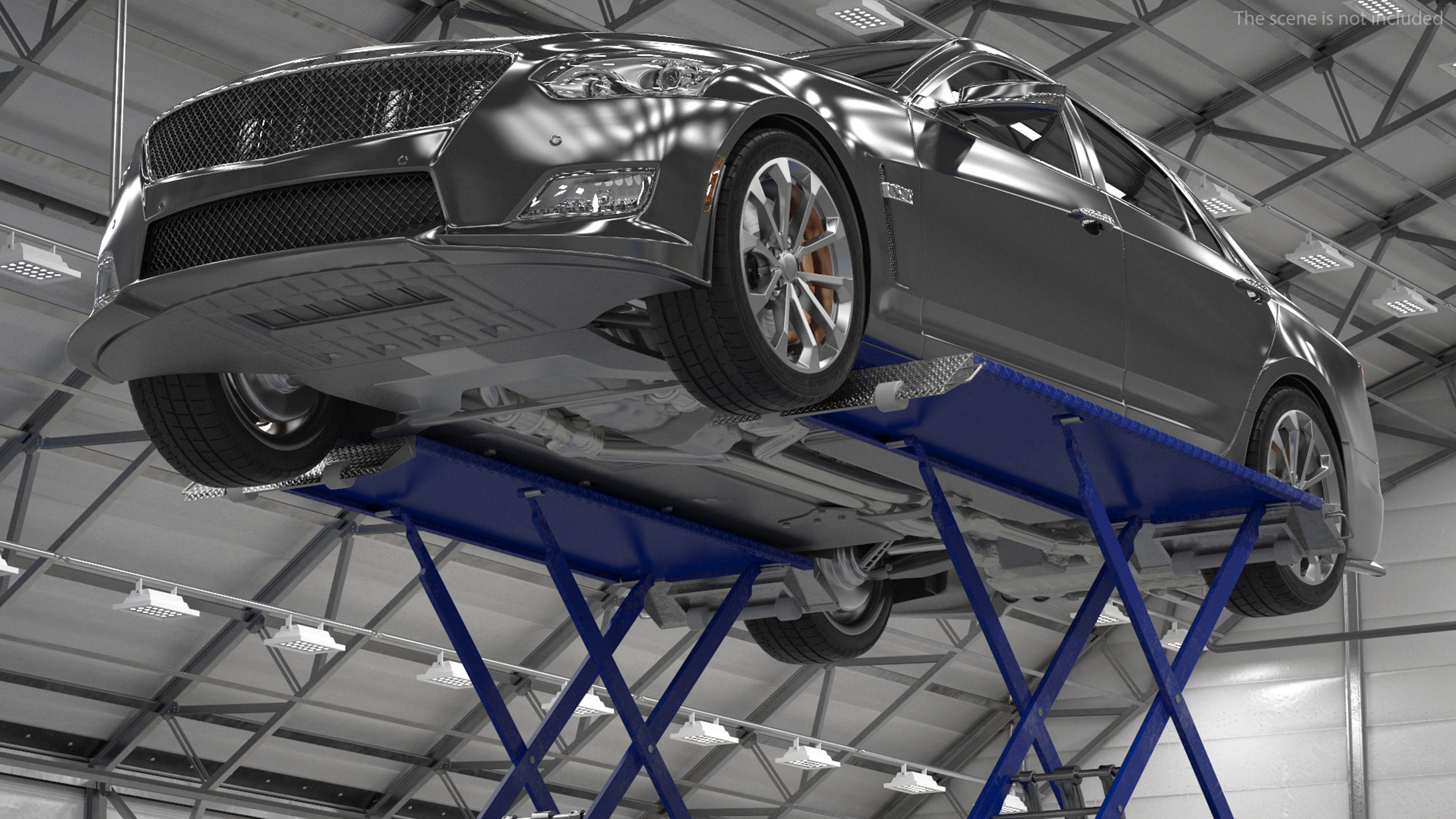 Automotive Scissor Lift and Sedan 3D model | CGTrader