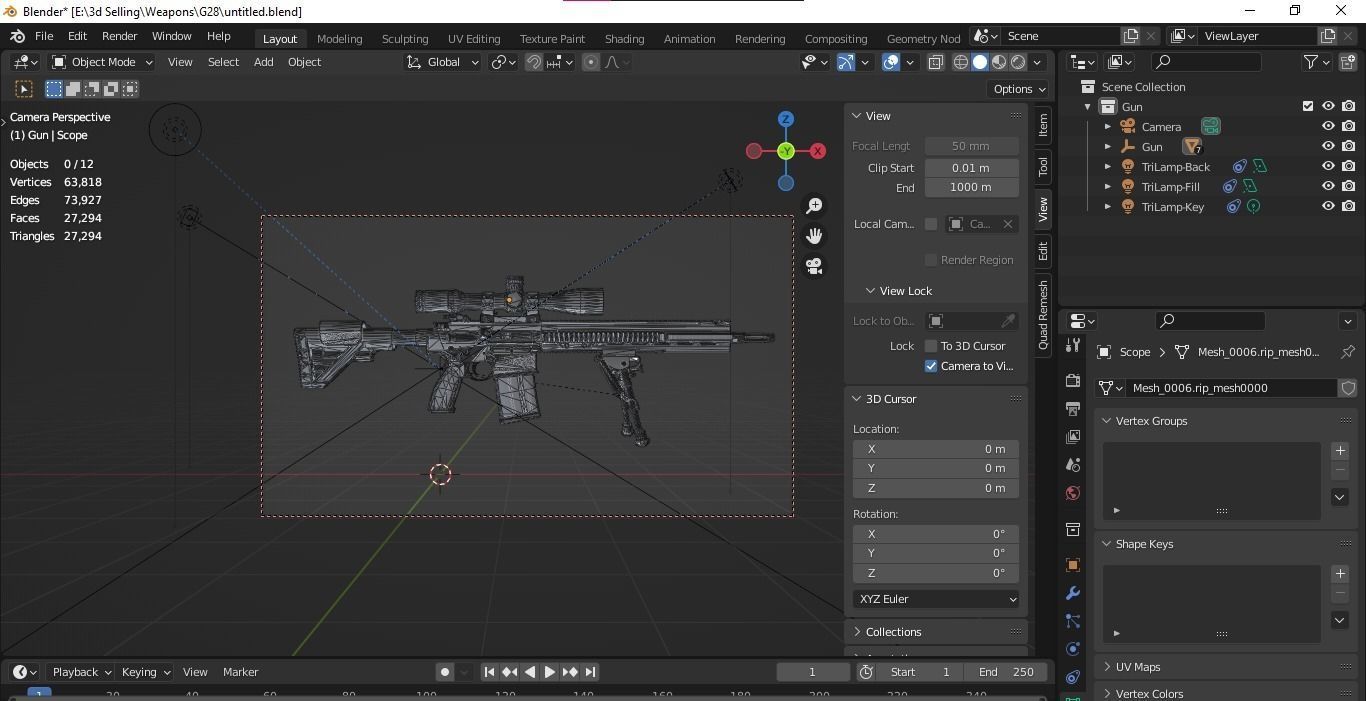 3D model High-Quality 3D Model of G28 Precision Rifle VR / AR / low ...