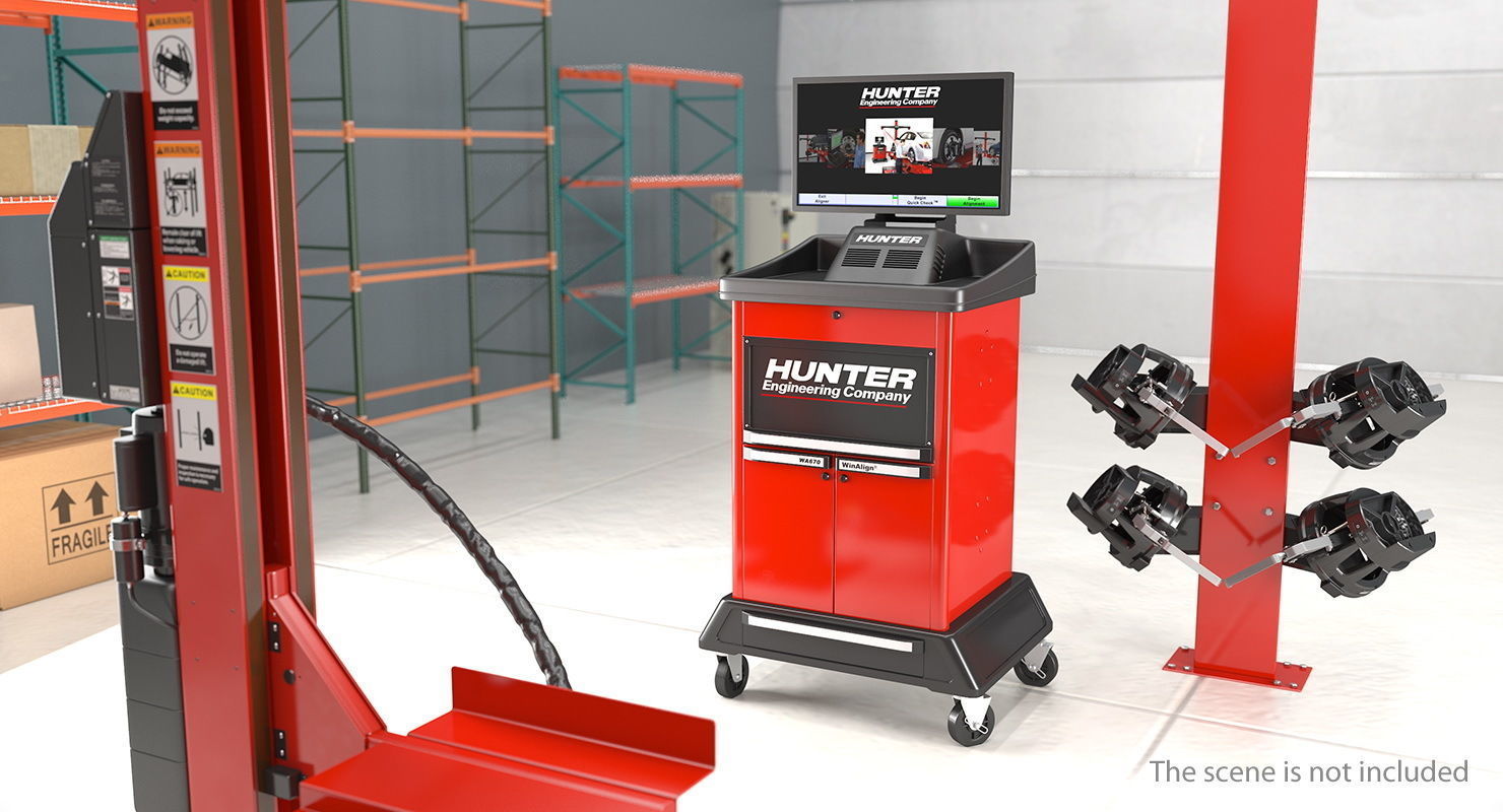 Hunter HawkEye Elite Wheel Aligner Car System with Lift 3D model | CGTrader
