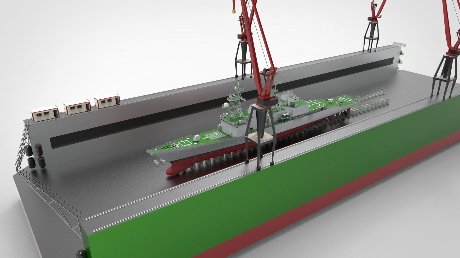 Floating Dock ship repair 3D model animated | CGTrader