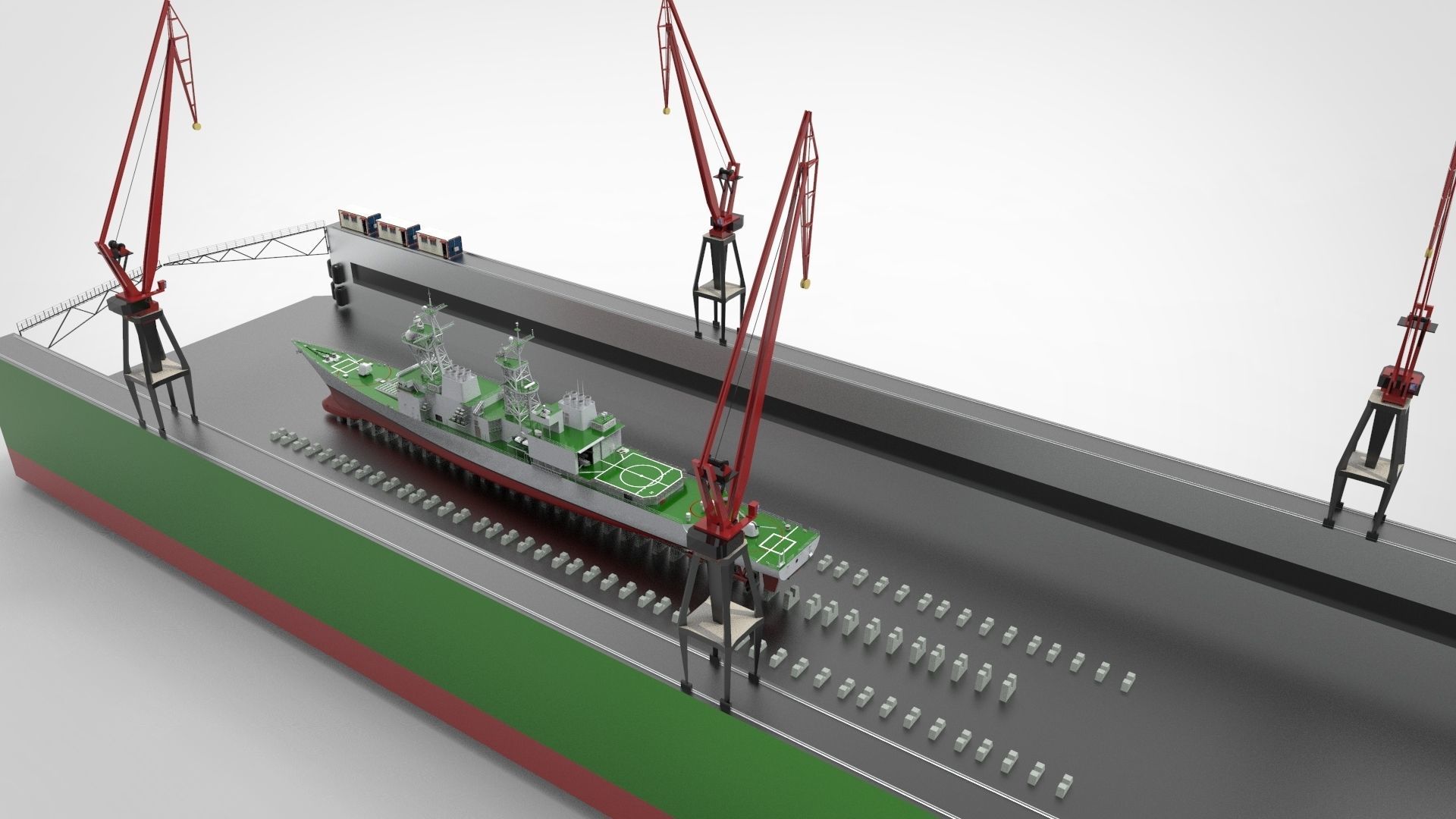 Floating Dock ship repair 3D model animated | CGTrader