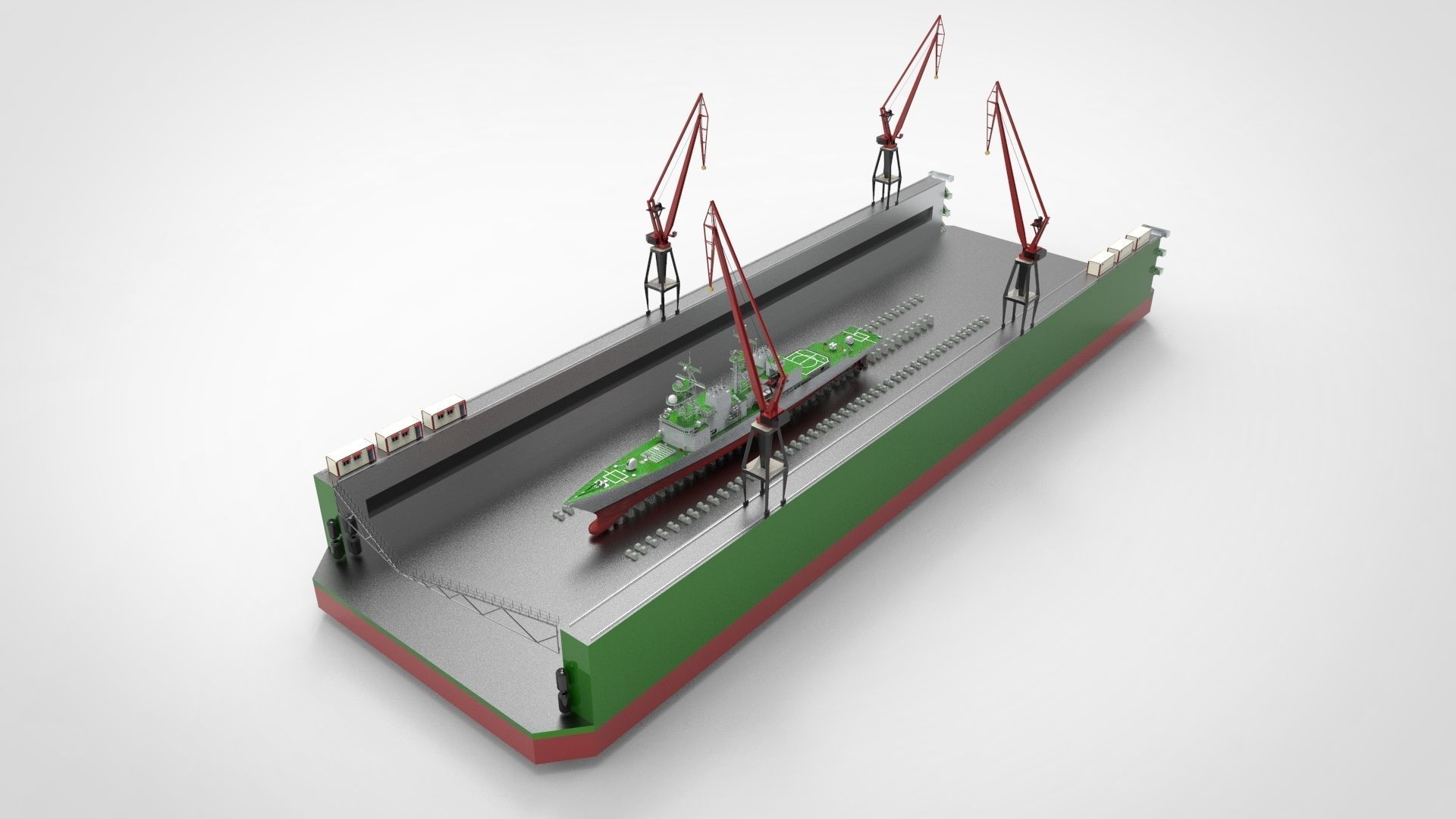 Floating Dock ship repair 3D model animated | CGTrader