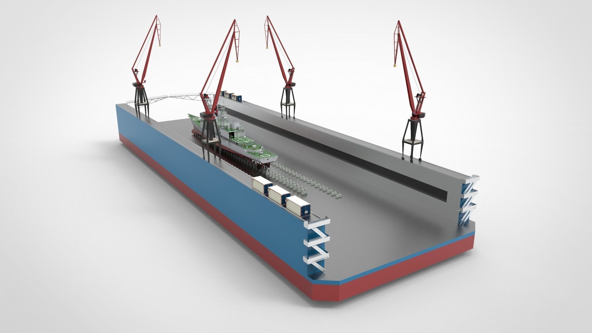 Floating docks Shipbuilding 3D model animated | CGTrader