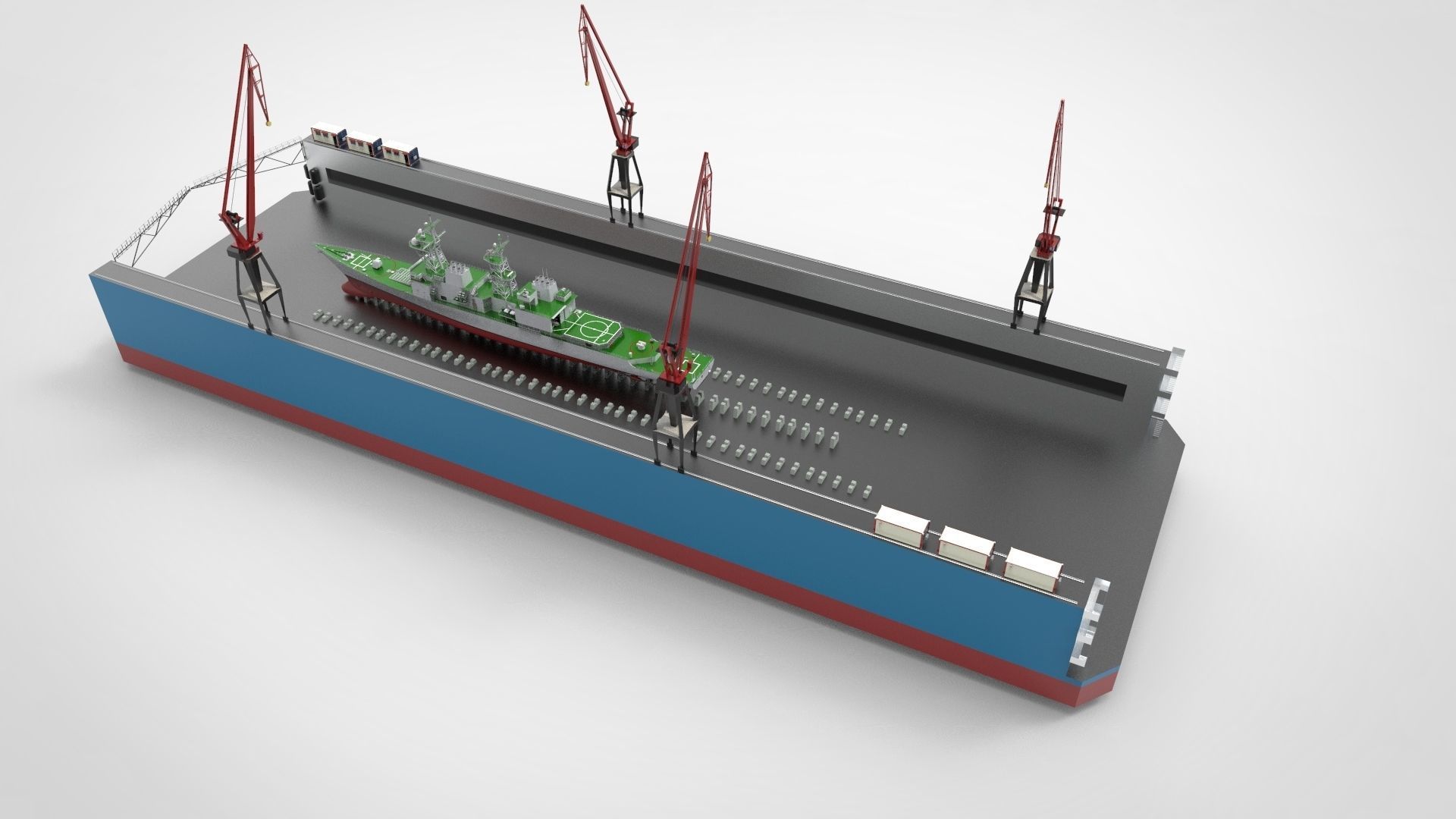 Floating docks Shipbuilding 3D model animated | CGTrader
