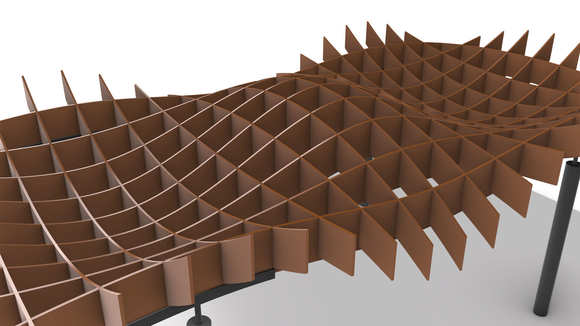 Wavy Waffle Rectangular Pergola 3D model | CGTrader