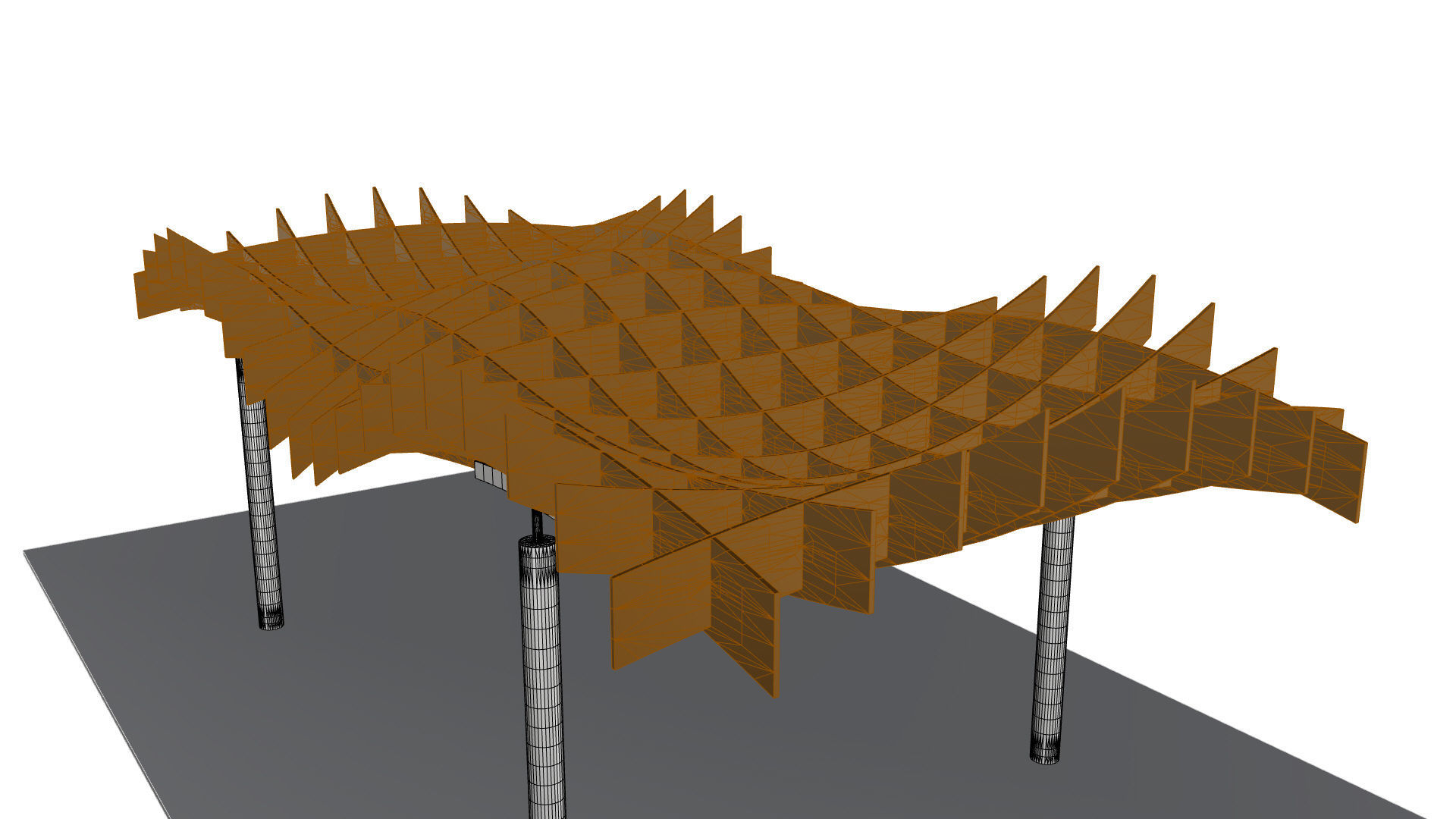 Wavy Waffle Rectangular Pergola 3D model | CGTrader