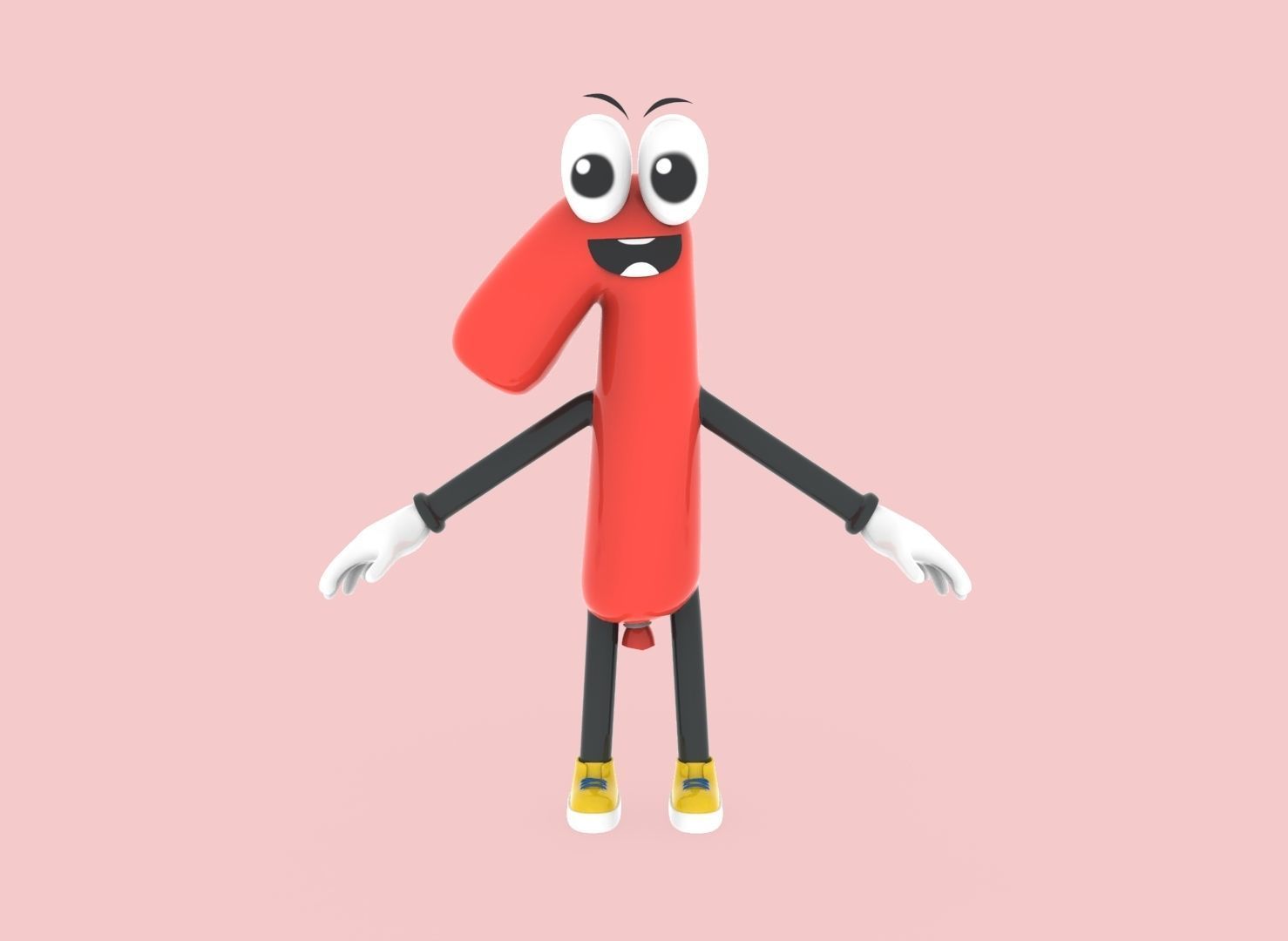 3D model Number One 1 Cartoon Animated VR / AR / low-poly | CGTrader