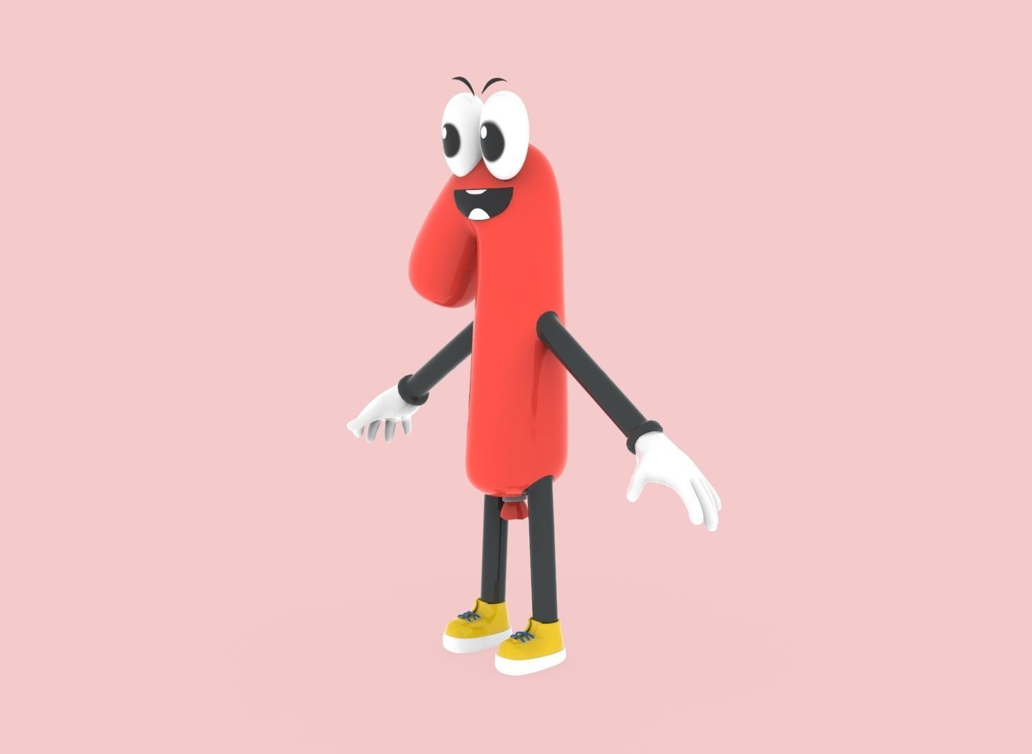 3D model Number One 1 Cartoon Animated VR / AR / low-poly rigged ...