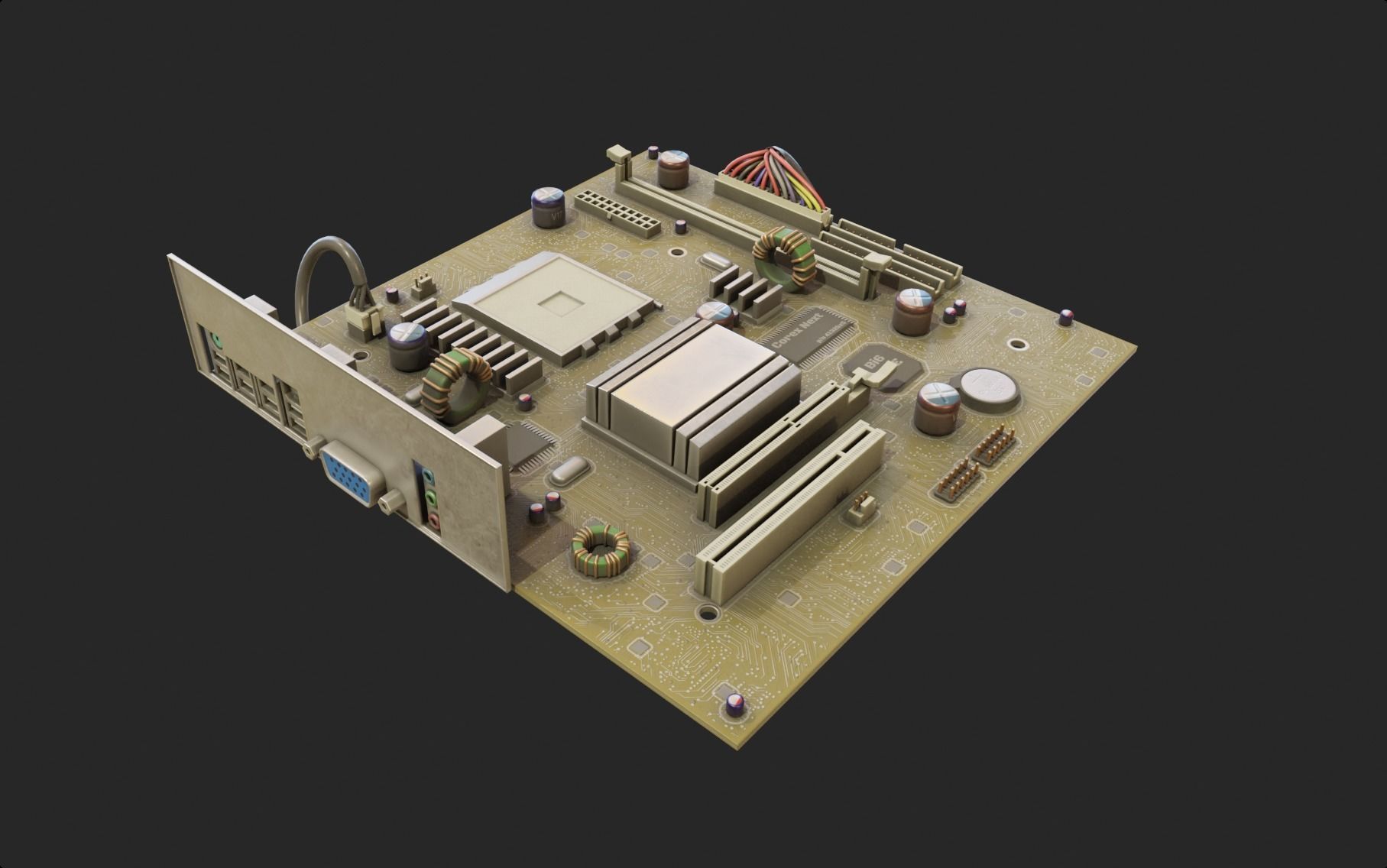 3D model pc motherboard agp retro old aged dirty vintage VR / AR / low ...