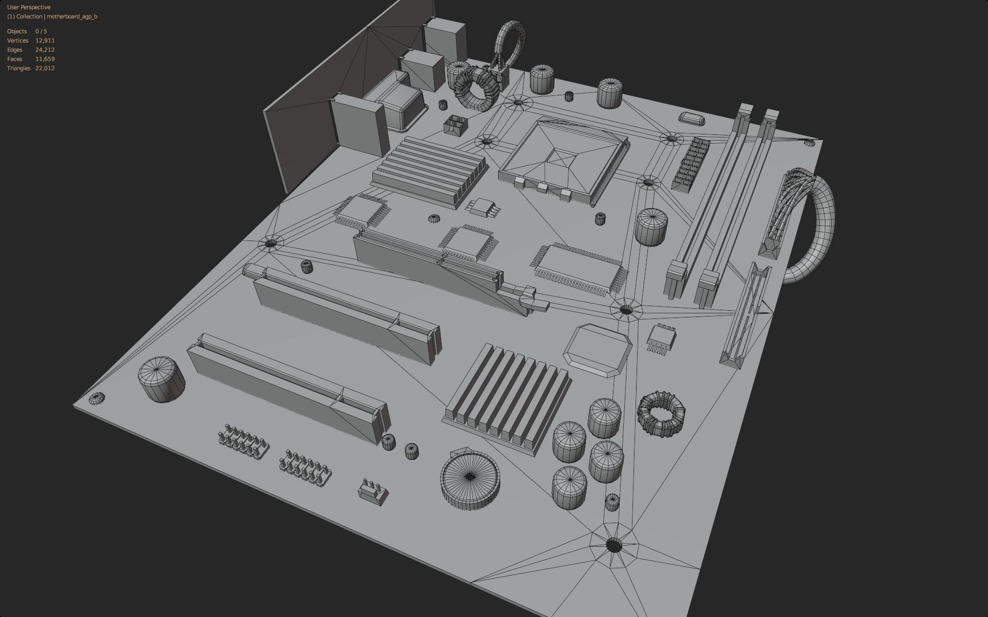 3D model pc motherboard agp computer retro red circuit board VR / AR ...