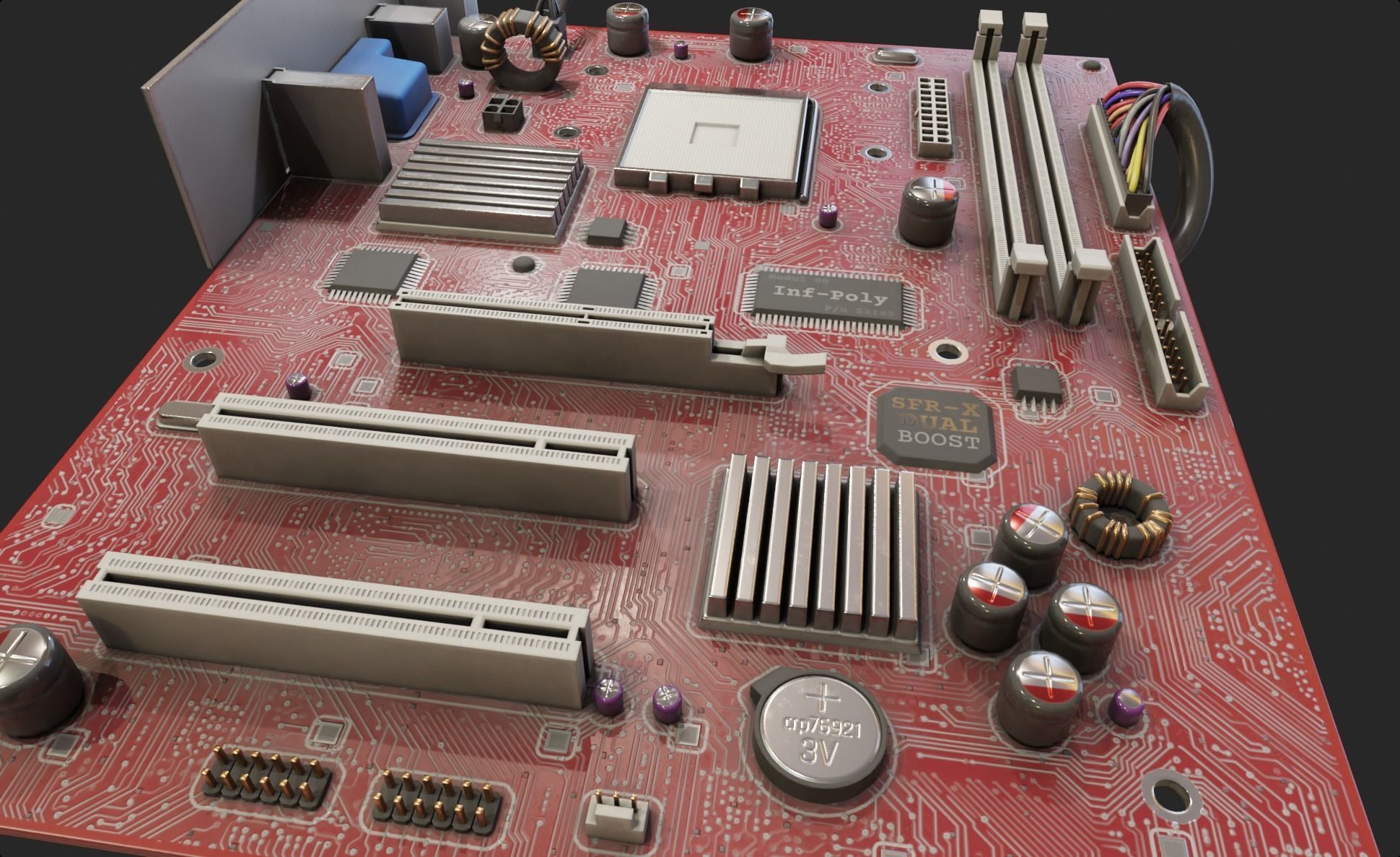 3D model pc motherboard agp computer retro red circuit board VR / AR ...