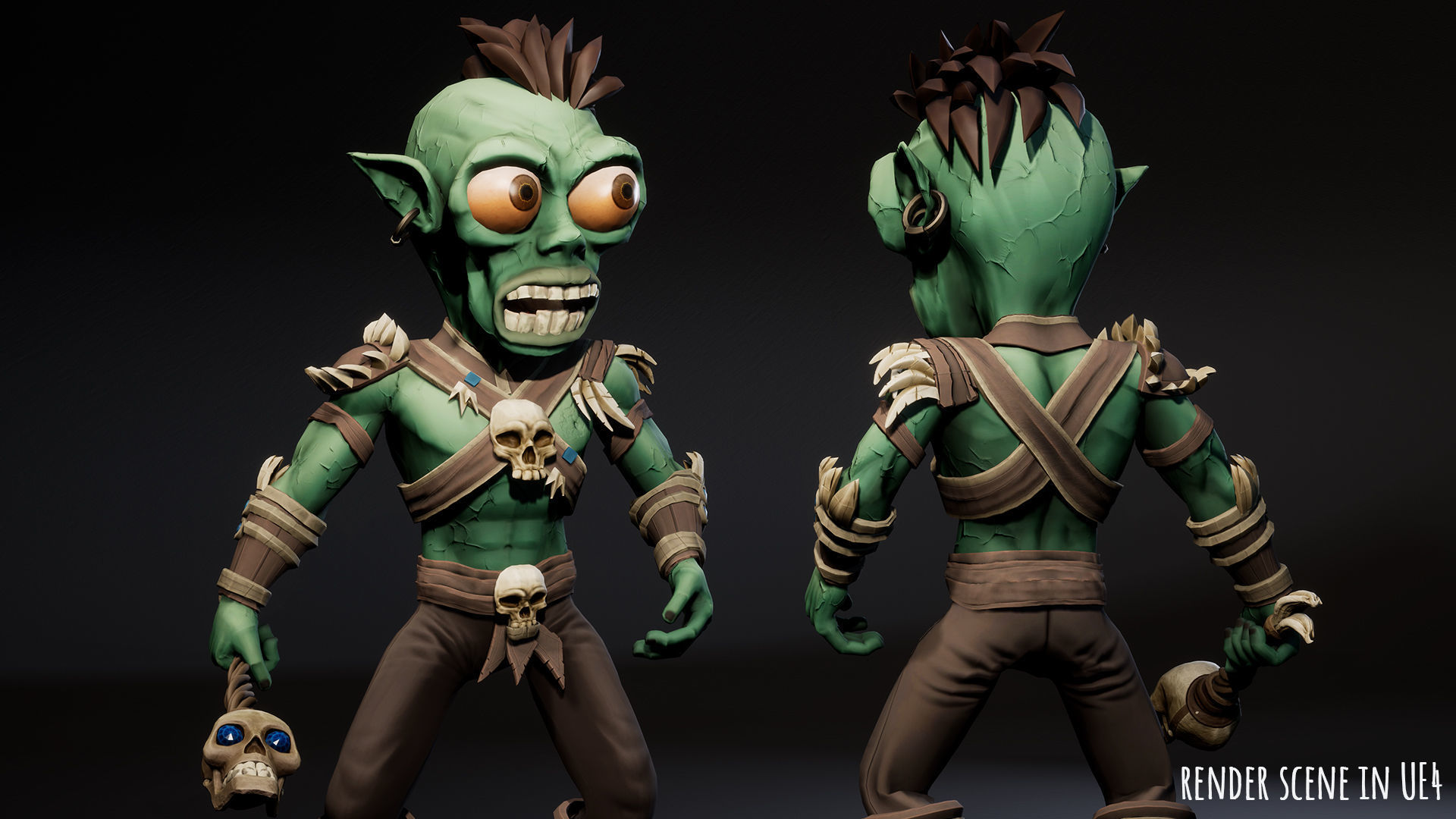 3D model Stylized male Zombie 2 VR / AR / low-poly rigged animated ...