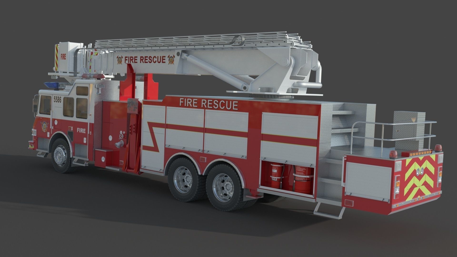 Firefighting Truck with Ladder 3D model | CGTrader