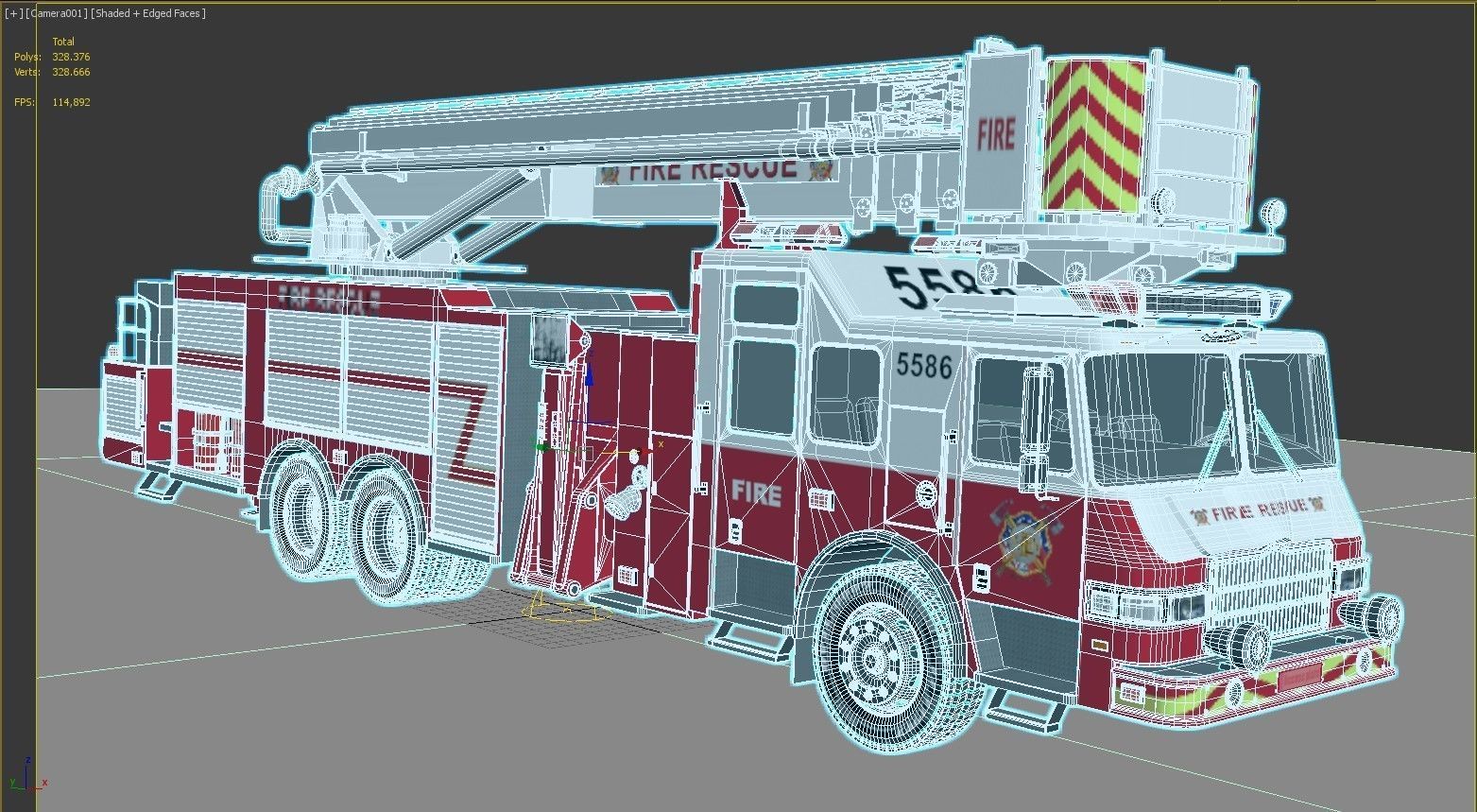 Firefighting Truck with Ladder 3D model | CGTrader
