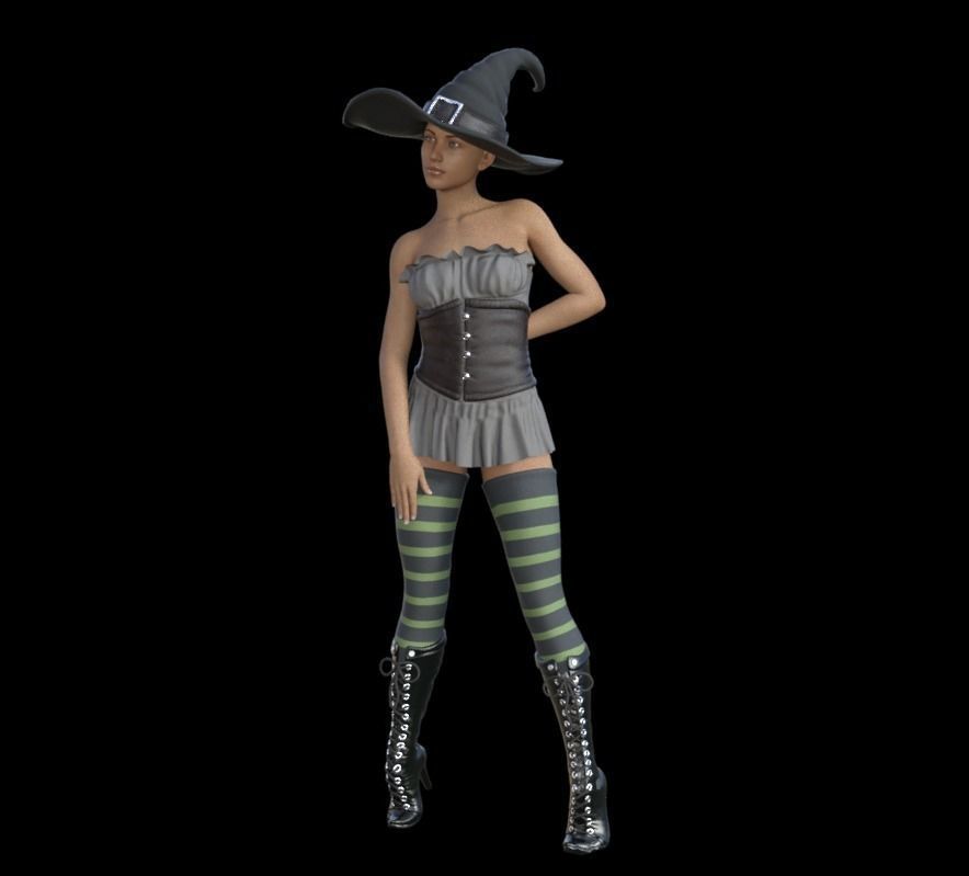 The witch posing 3D model 3D printable | CGTrader