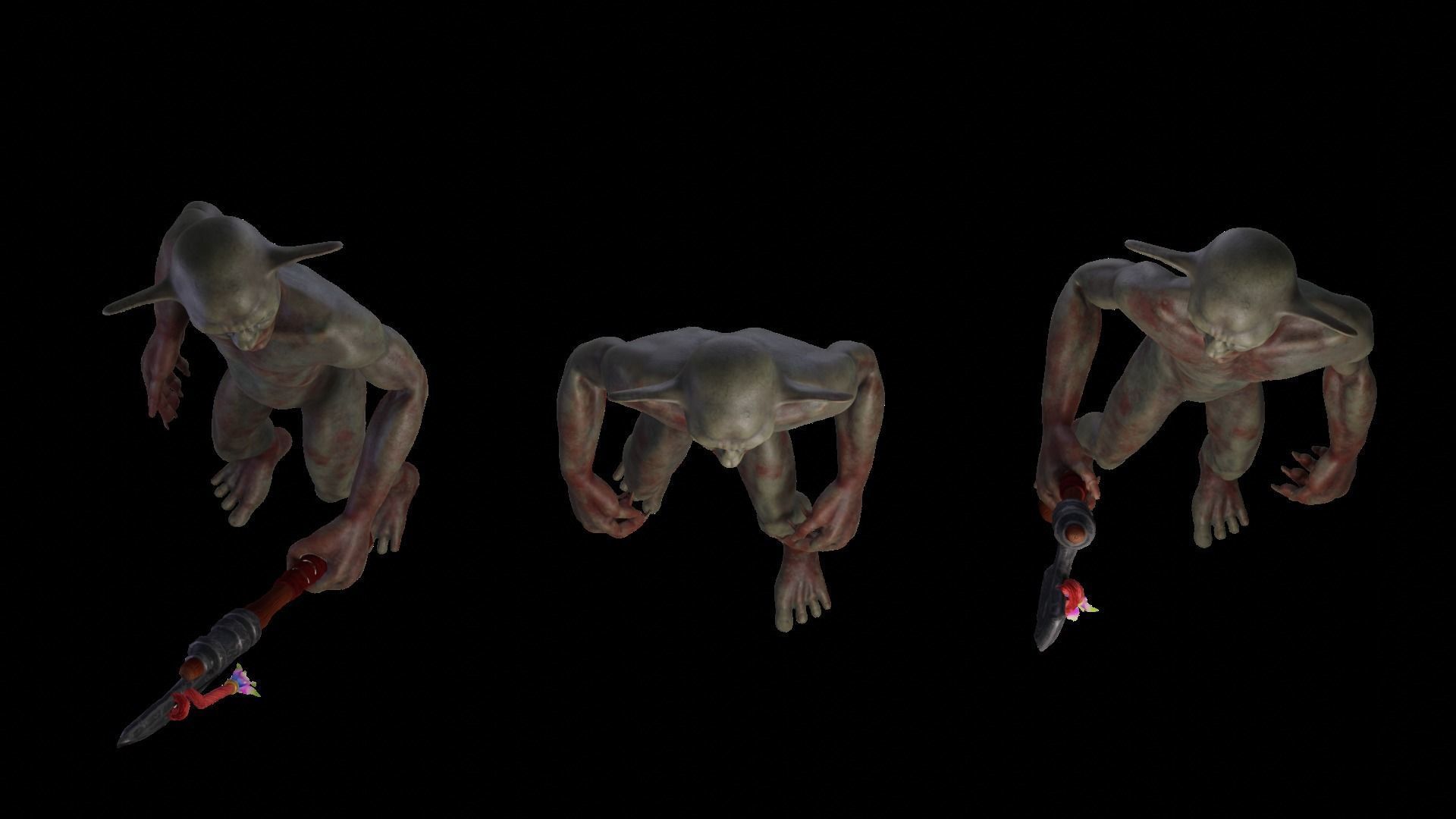 3D model Goblin Cannibal with control rig I Epic skeleton VR / AR / low ...