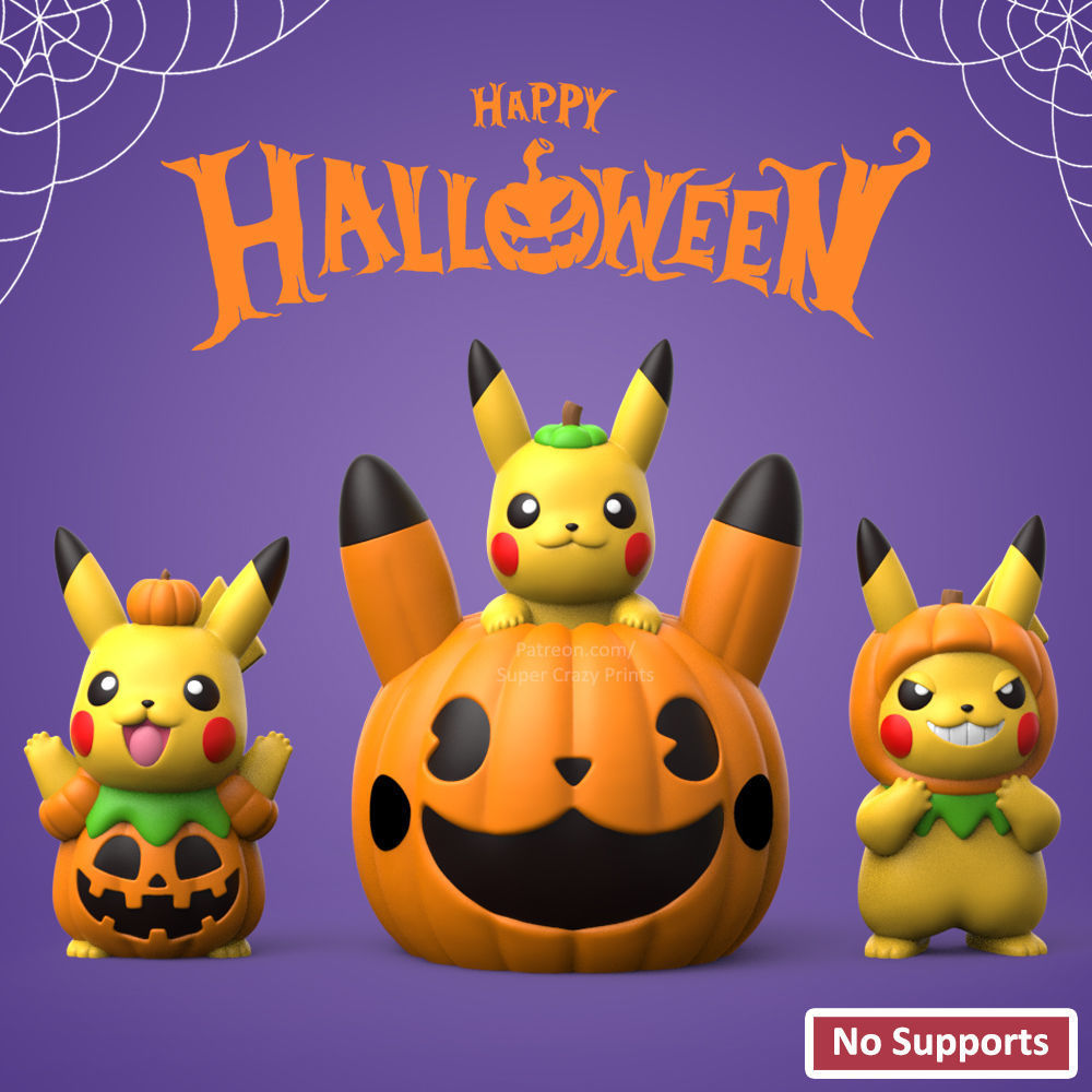 Halloween Pumpkins Pikachu 3D model 3D printable | CGTrader