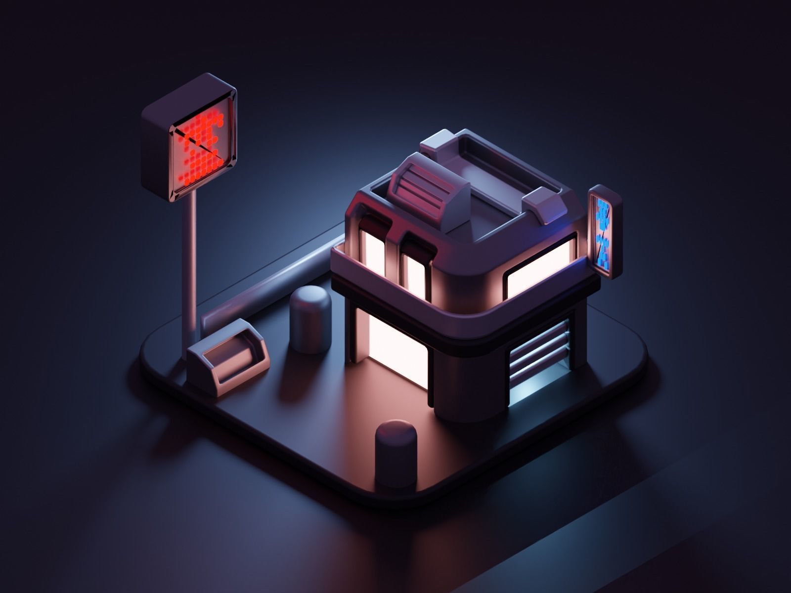 cyberpunk style building free 3D model | CGTrader