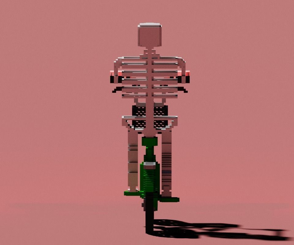 3D model Voxel Skeleton on bicycle VR / AR / low-poly | CGTrader
