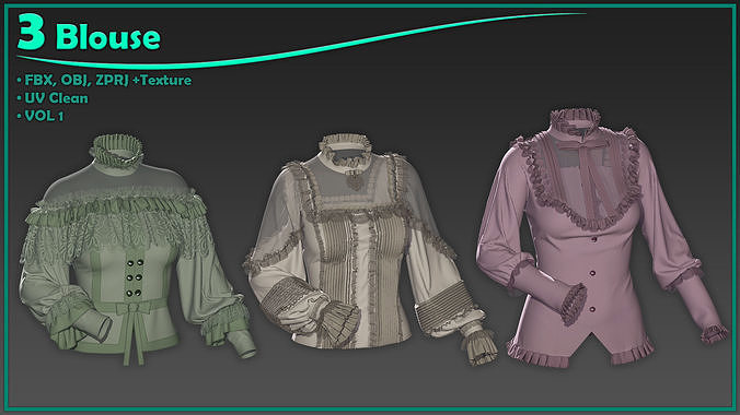 3 female blouse with texture 3D model | CGTrader