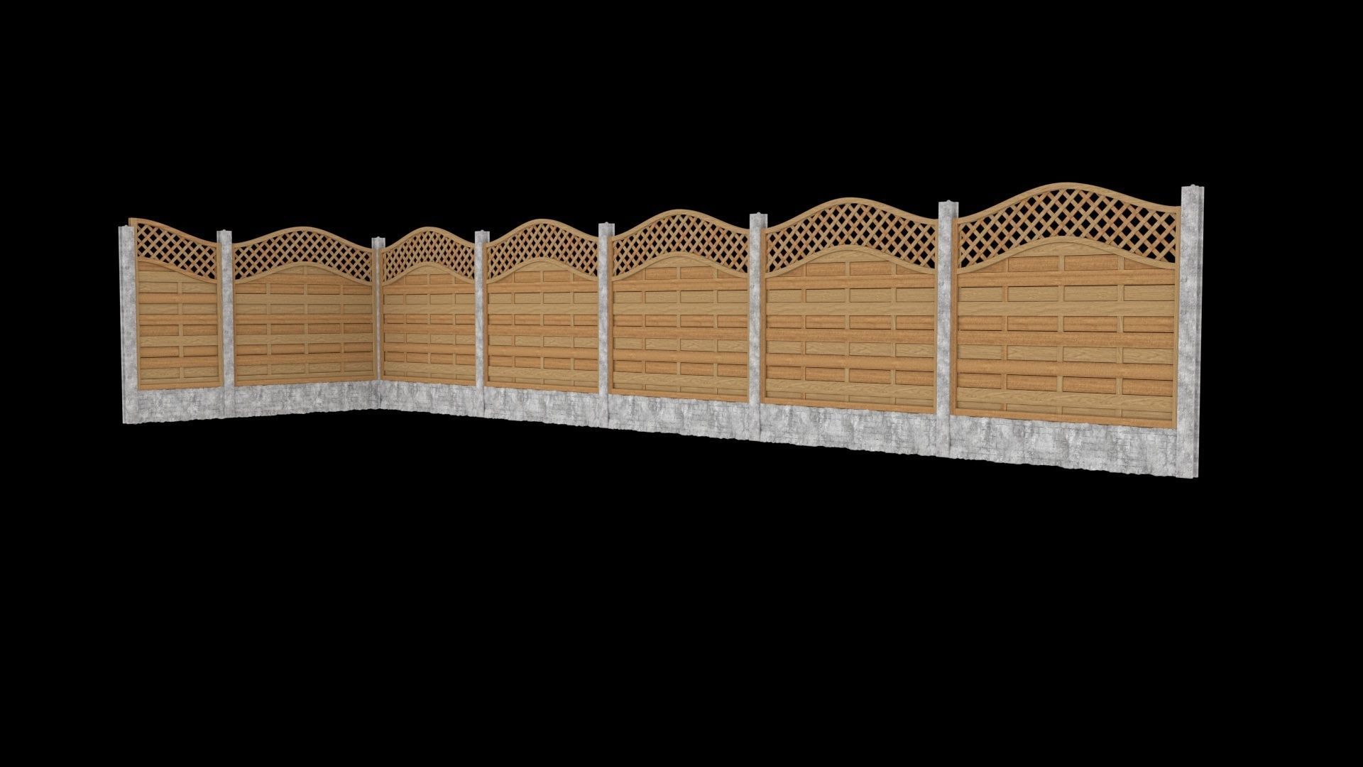 Wavy Wooden Fence 3D model | CGTrader