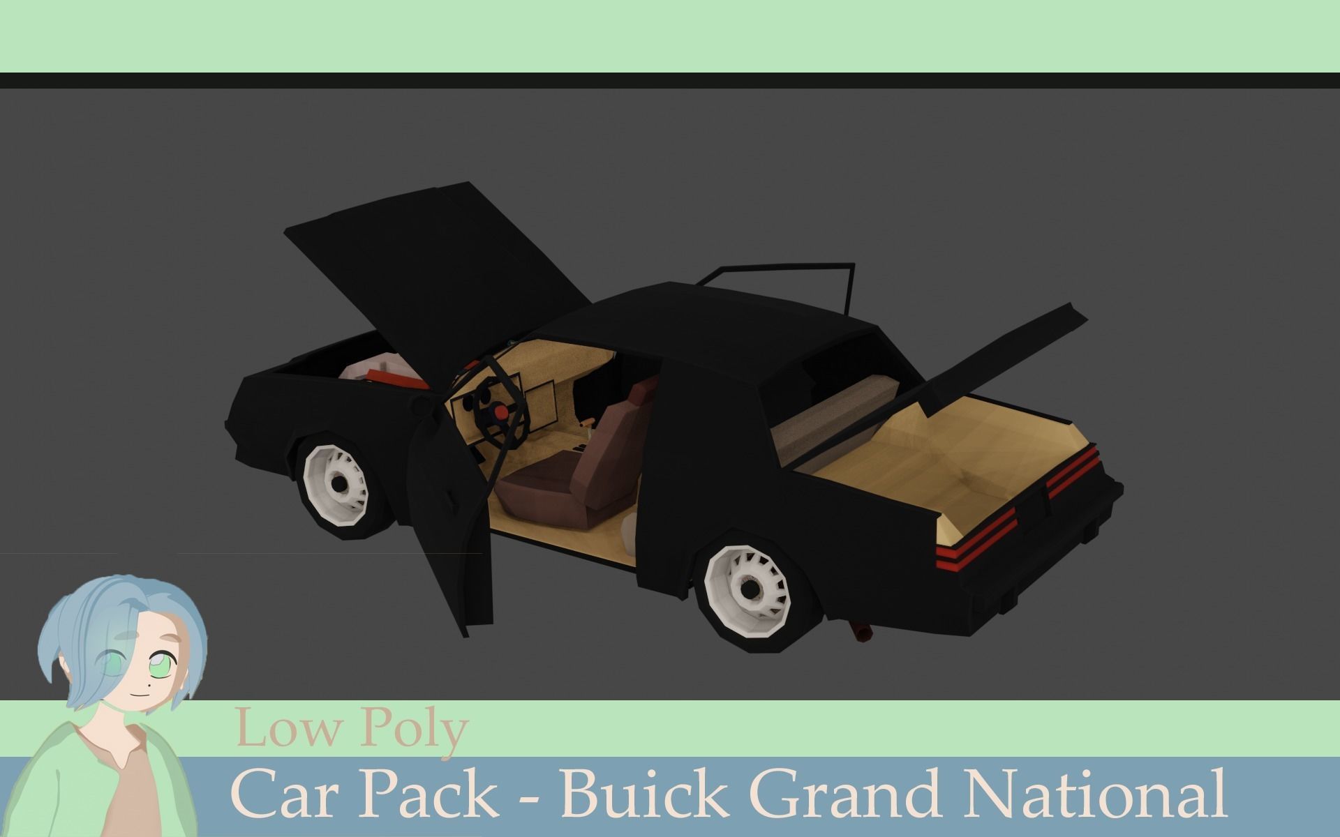 3D model Realistic Low Poly Car Pack Buick Regal GNX Grand National VR ...