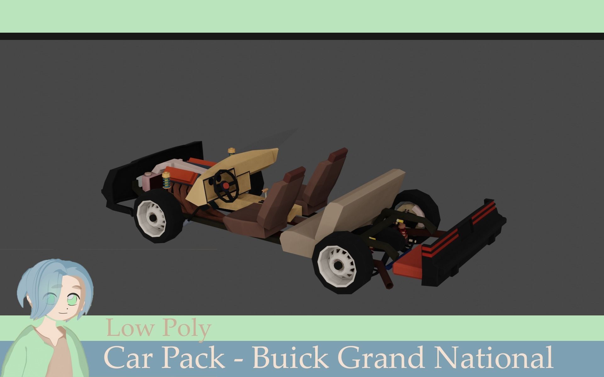 3D model Realistic Low Poly Car Pack Buick Regal GNX Grand National VR ...
