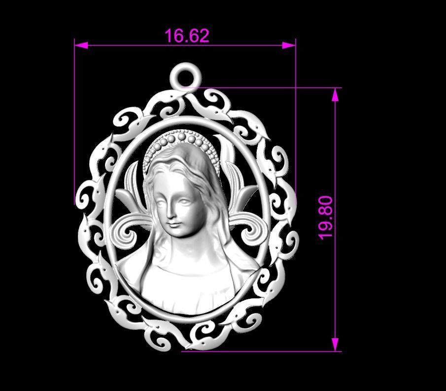 Holy Mary praying Medallion 3D print model 3D model 3D printable | CGTrader