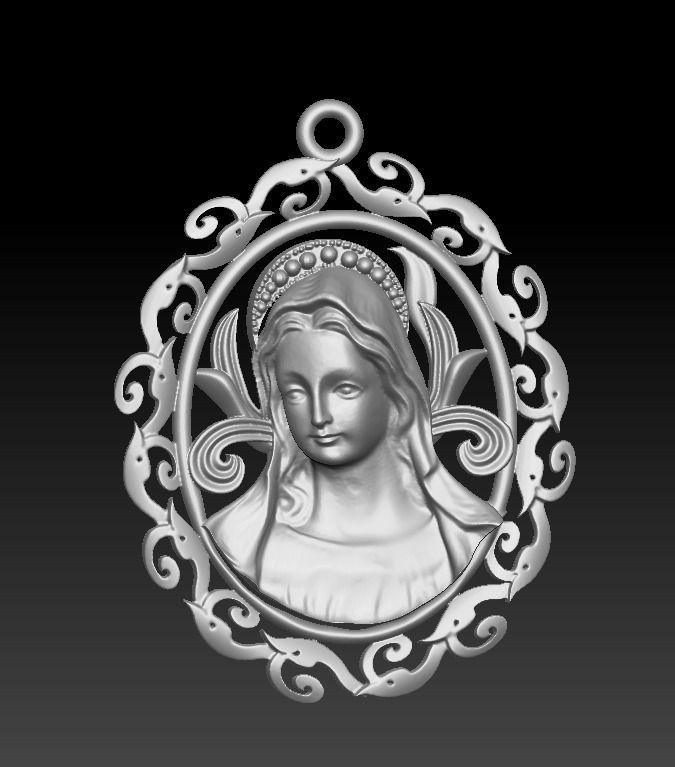 Holy Mary praying Medallion 3D print model 3D model 3D printable | CGTrader