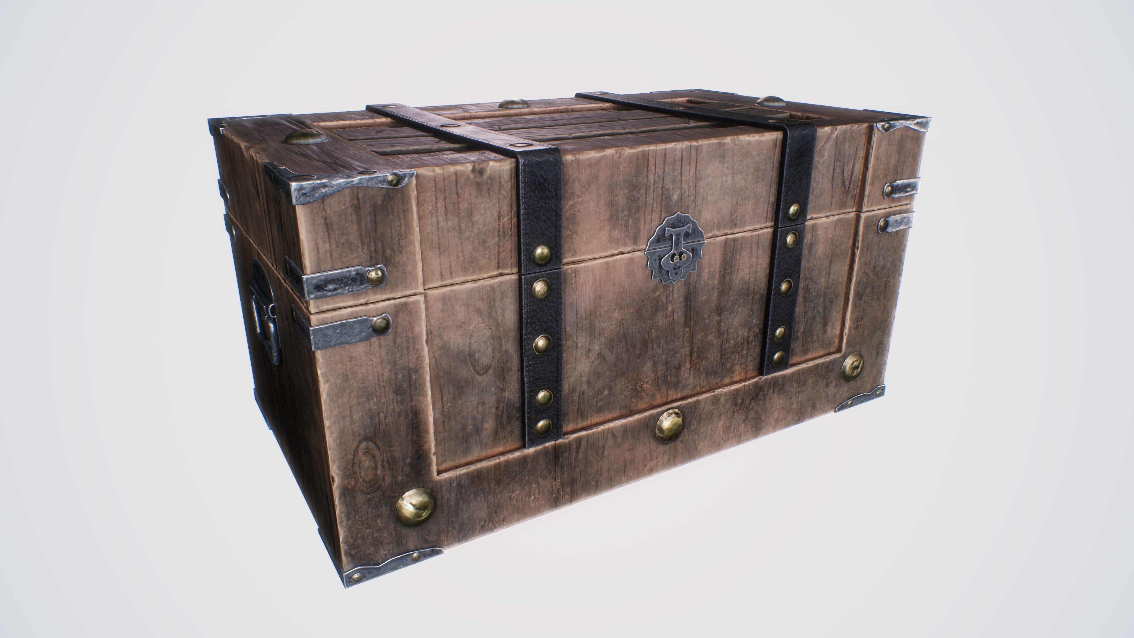3D model Old Medieval Treasure Chest-Strongbox VR / AR / low-poly ...