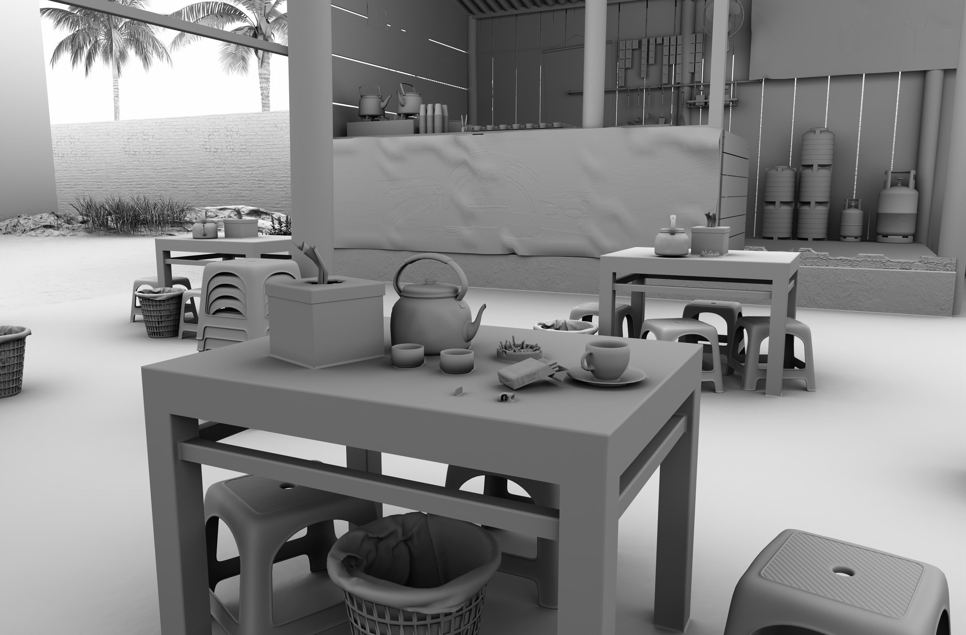 MYANMAR TEA SHOP 3D model | CGTrader
