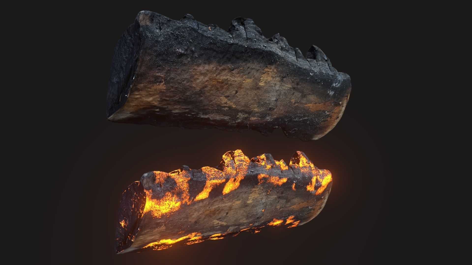 3D model Burned wooden log 2 VR / AR / low-poly | CGTrader