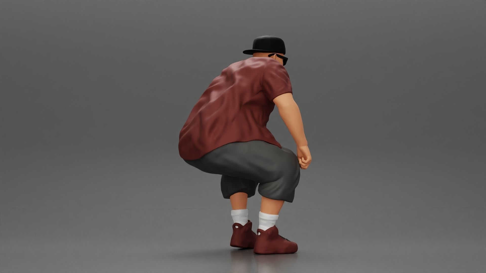 Fat Gangster in cap and sunglasses sitting and thinking 3D model 3D ...