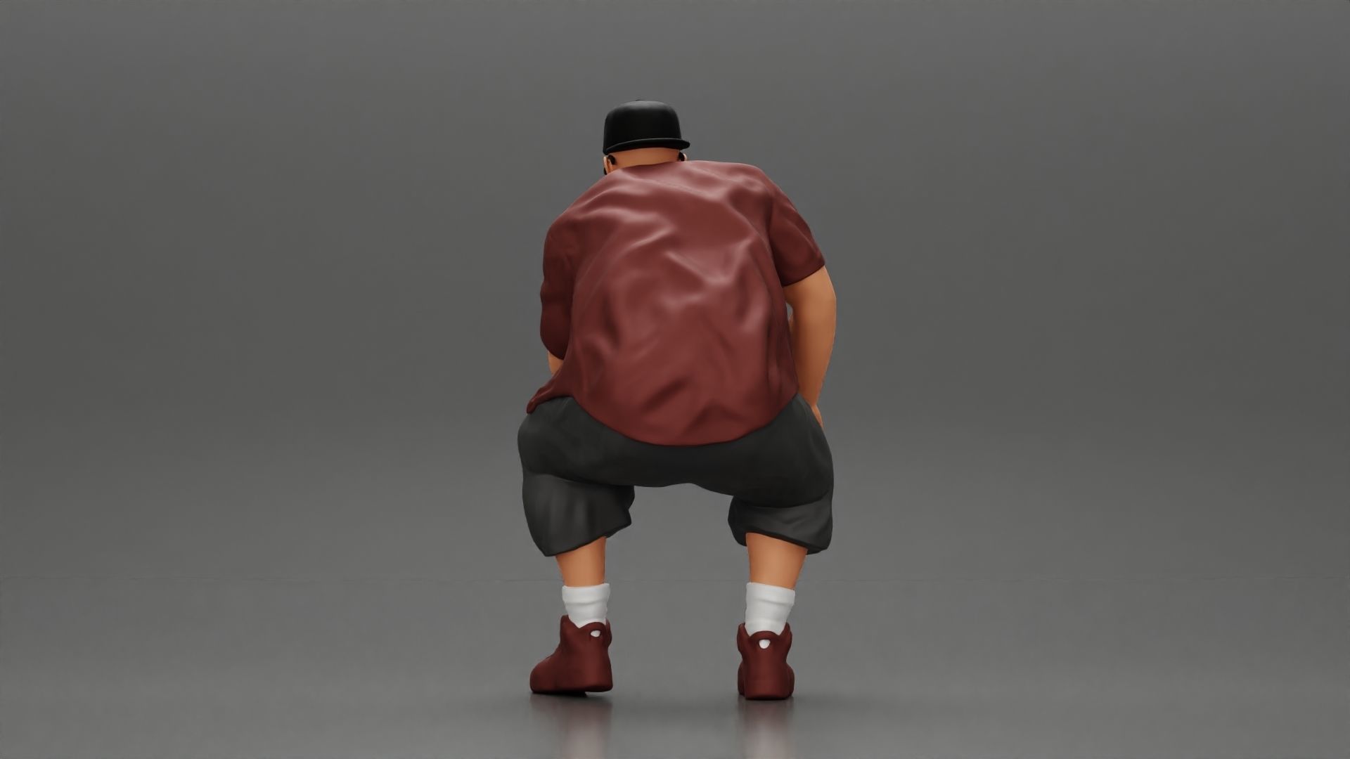 Fat Gangster in cap and sunglasses sitting and thinking 3D model 3D ...