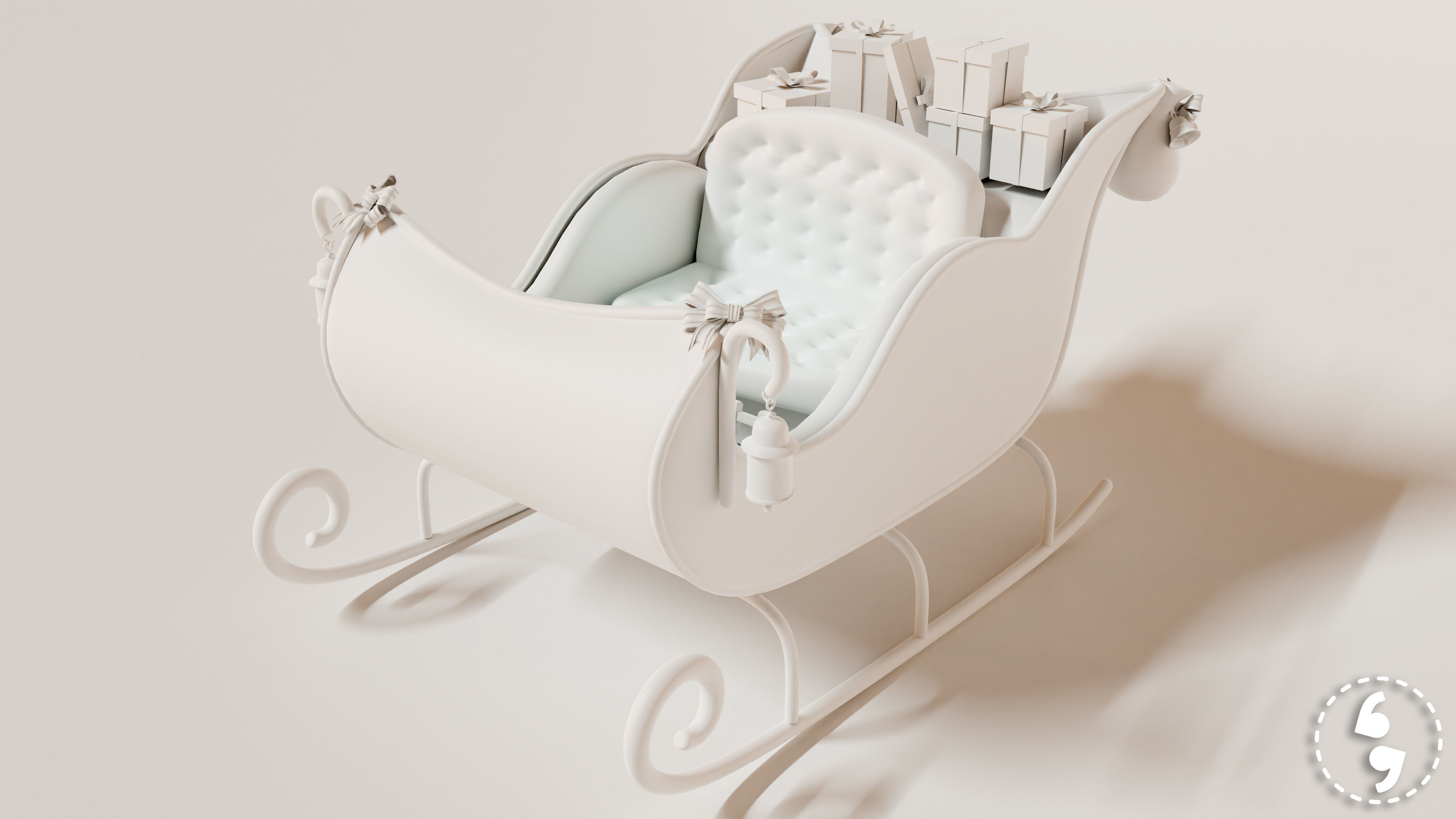 Santa Sleigh Cart 3D model rigged | CGTrader