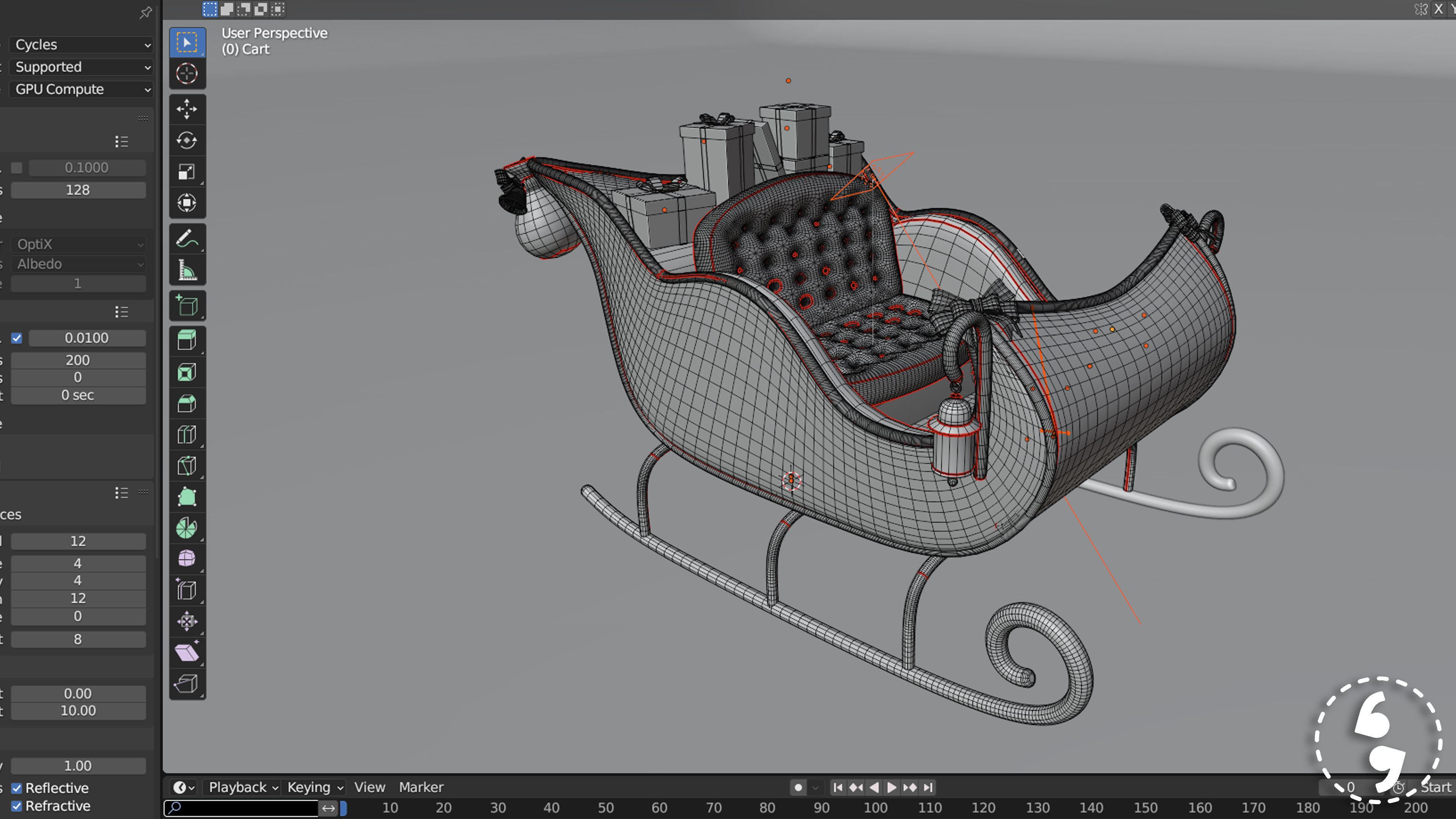 Santa Sleigh Cart 3D model rigged | CGTrader