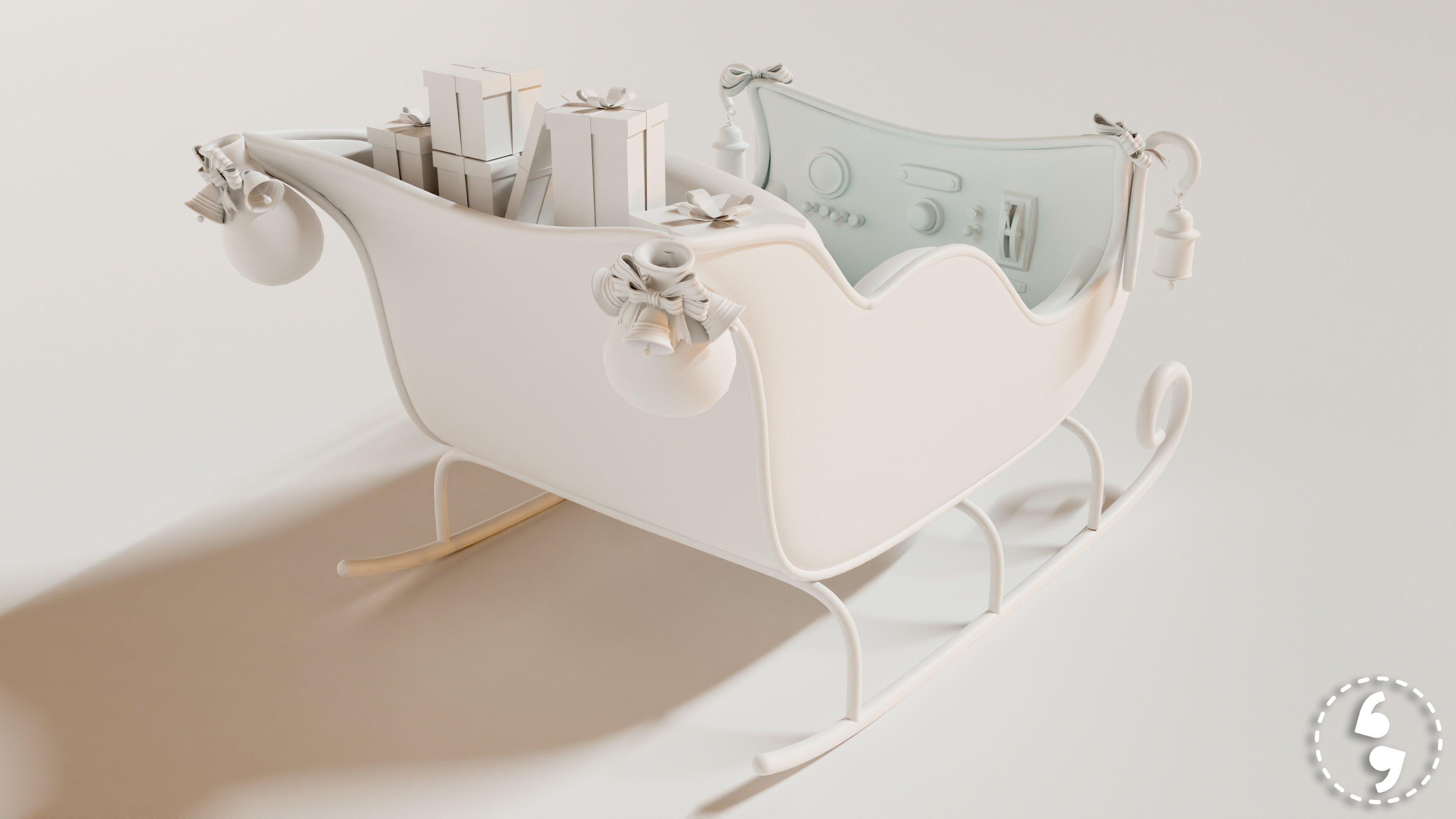 Santa Sleigh Cart 3D model rigged | CGTrader