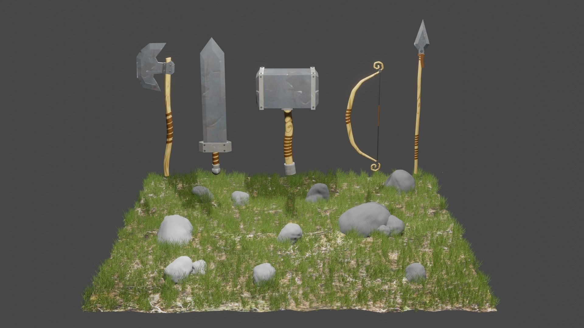 3D model 3D Collection Primitive Weapons Lowpoly VR / AR / low-poly ...