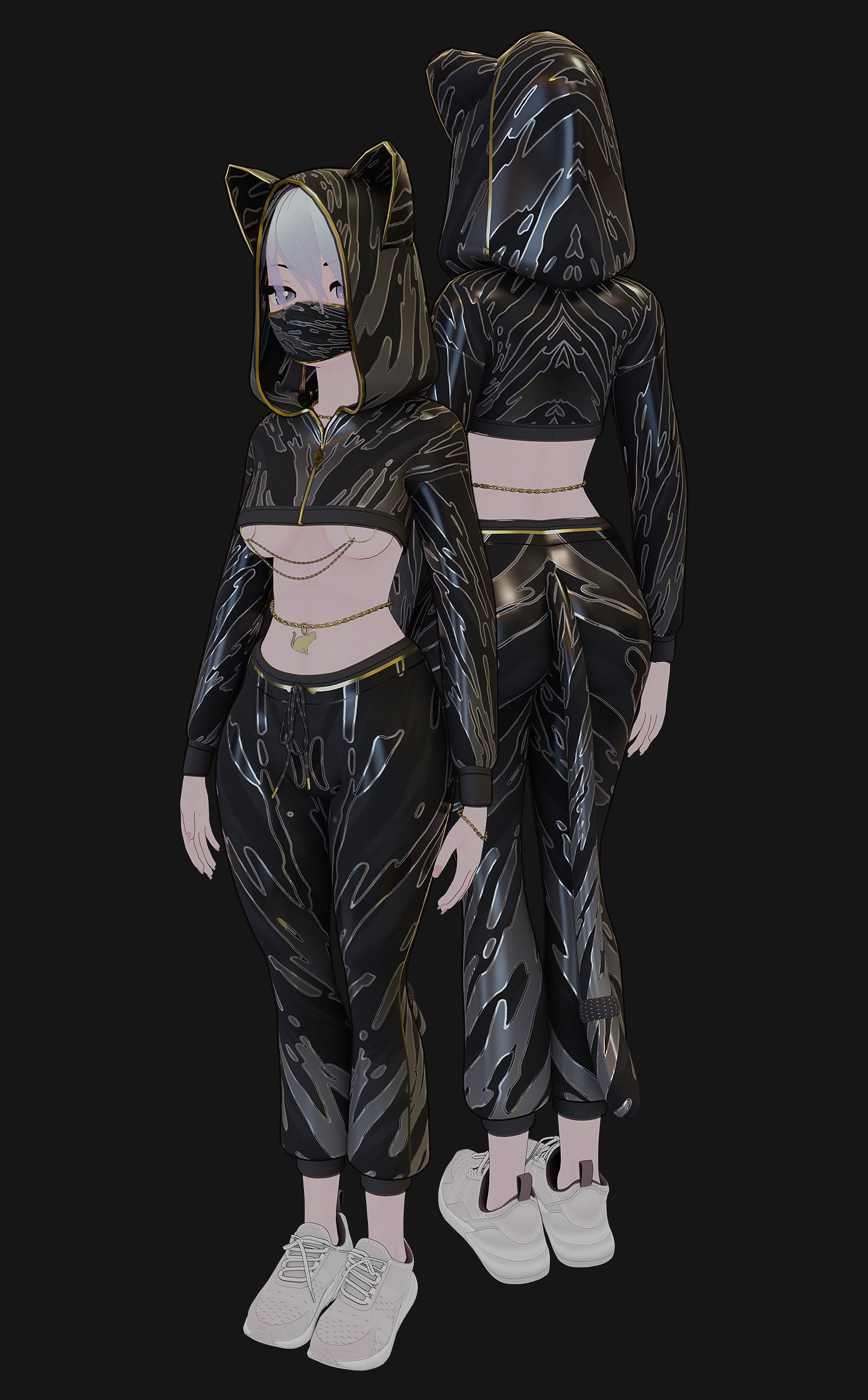 3D model Midnight Tigers Clothes Set - x6 color skins VR / AR / low ...