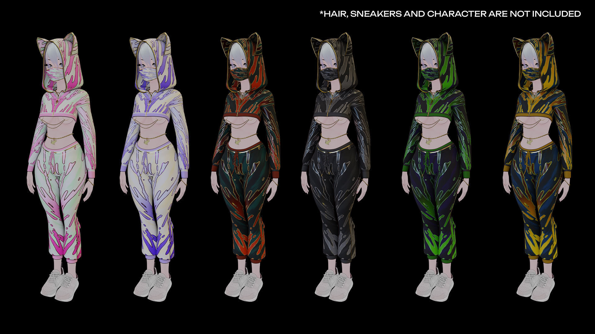 3D model Midnight Tigers Clothes Set - x6 color skins VR / AR / low ...